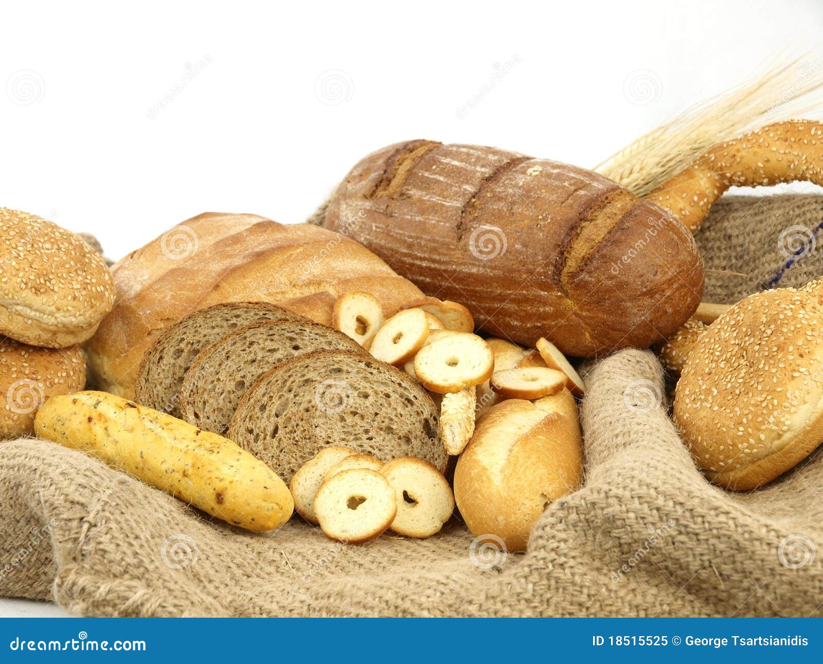 Various Types of Bread and Other Wheat Products Stock Image - Image of ...