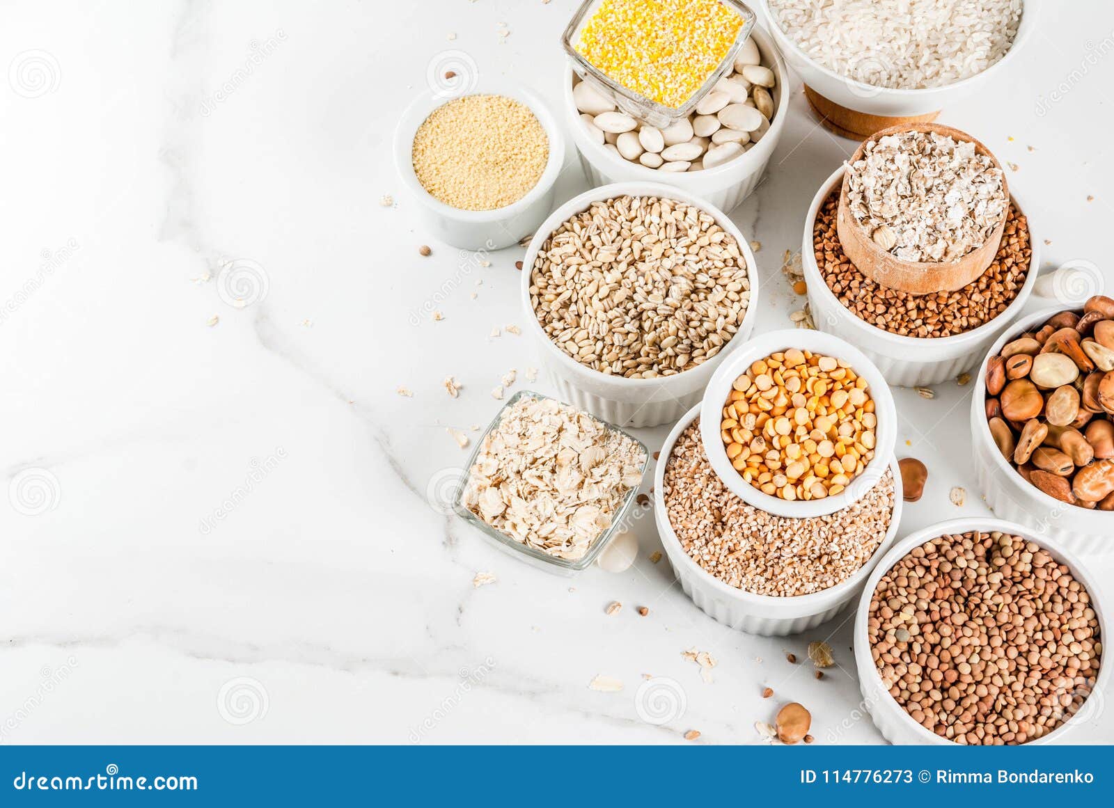 Various Types Cereal Grains Groats Stock Image - Image of oats, flakes ...