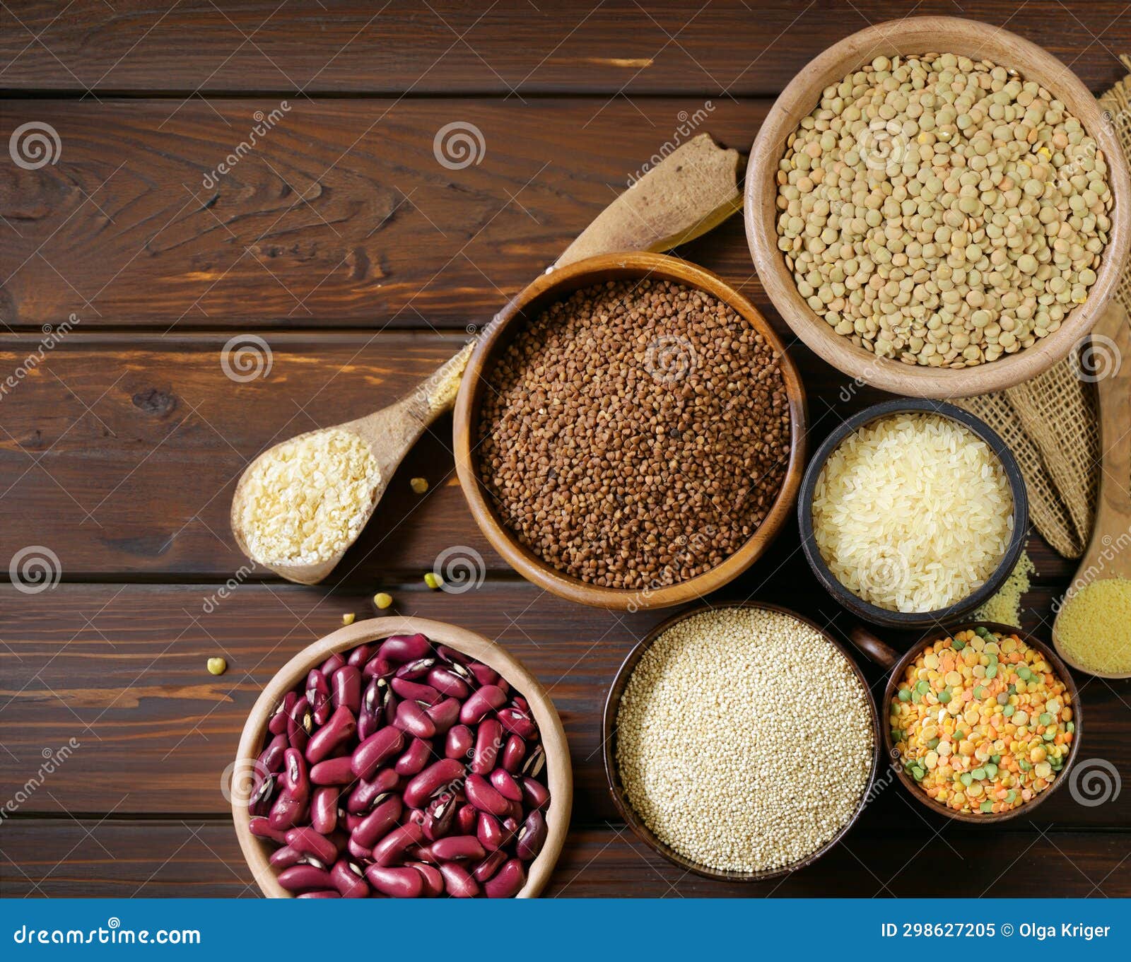 Various types of cereals stock image. Image of table - 298627205