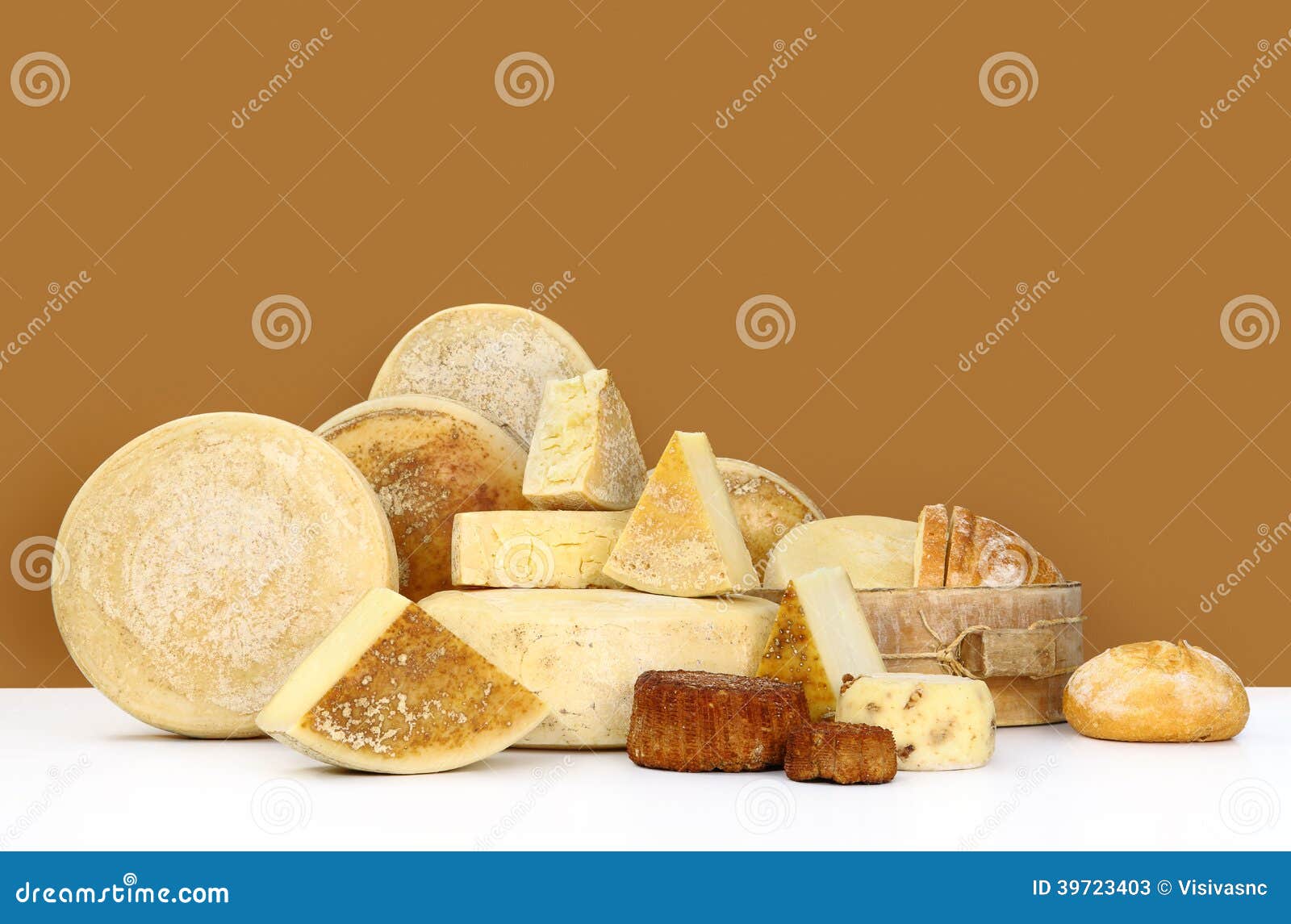 Various Types of Cheese with Bread Stock Image - Image of bread, dairy ...