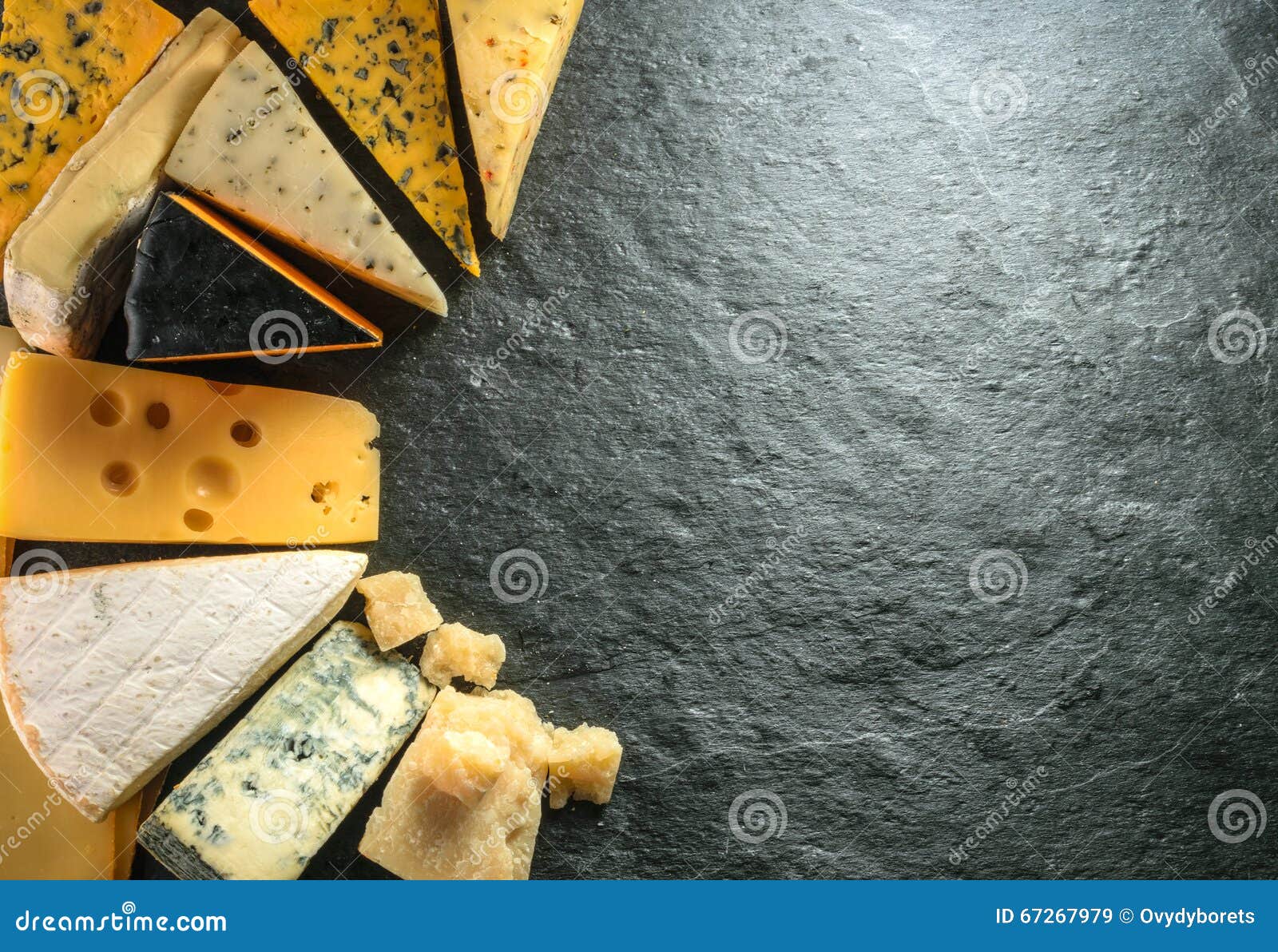 Various Types of Cheese with Empty Space Background Stock Image - Image ...