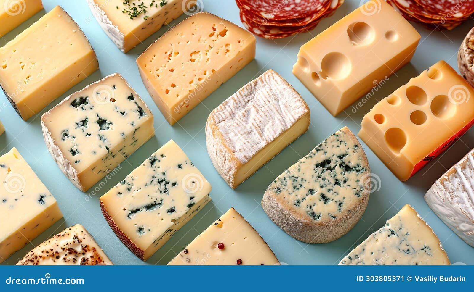 Various Types of Cheese on a Light Concrete Background Stock Image ...