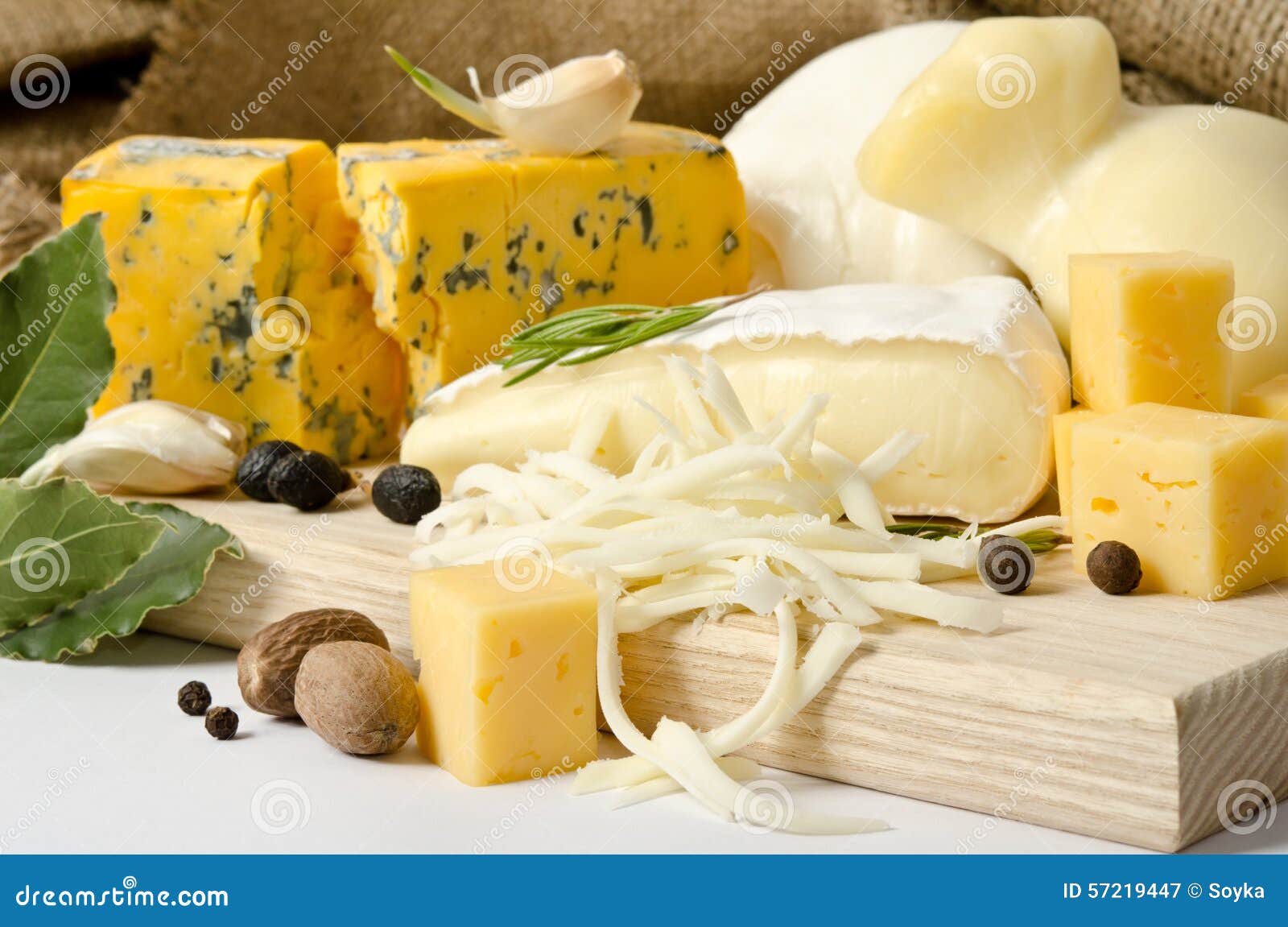 Various Types of Cheese with Spice Stock Image - Image of food ...