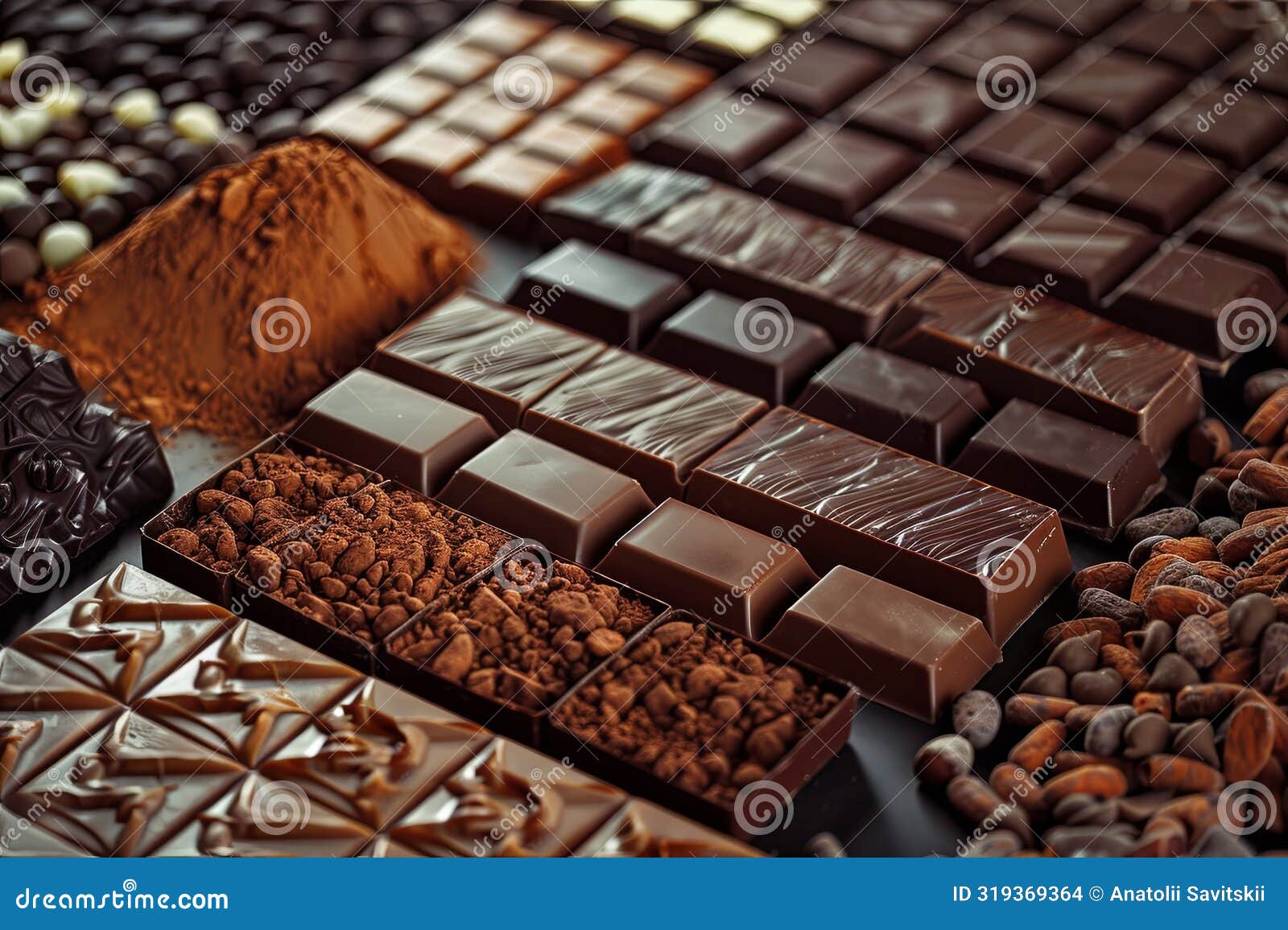 Various Types of Chocolate Bars Neatly Arranged on a Table, Showcasing ...