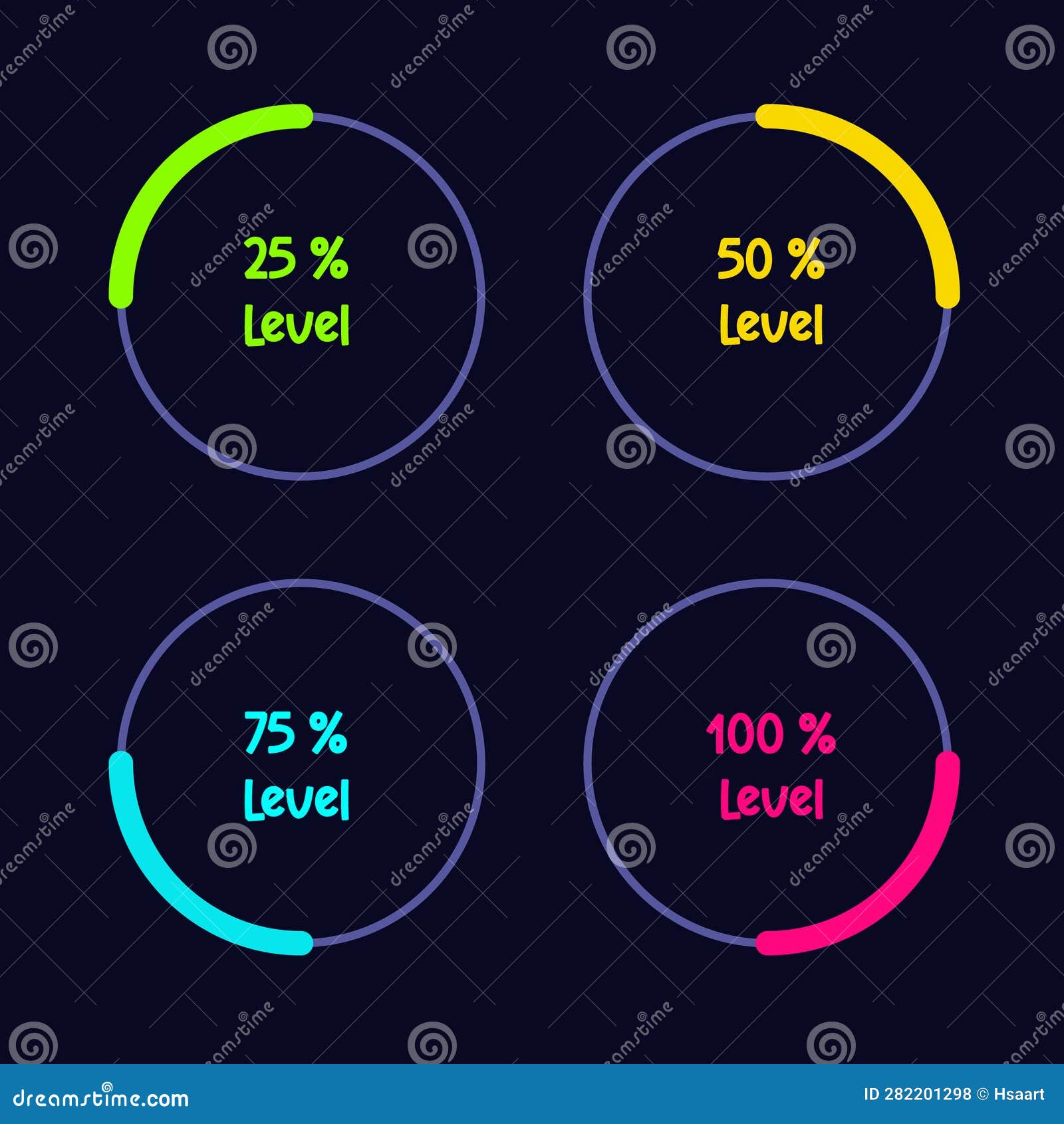 Various Types of Colorful Progress Infographics Stock Vector ...