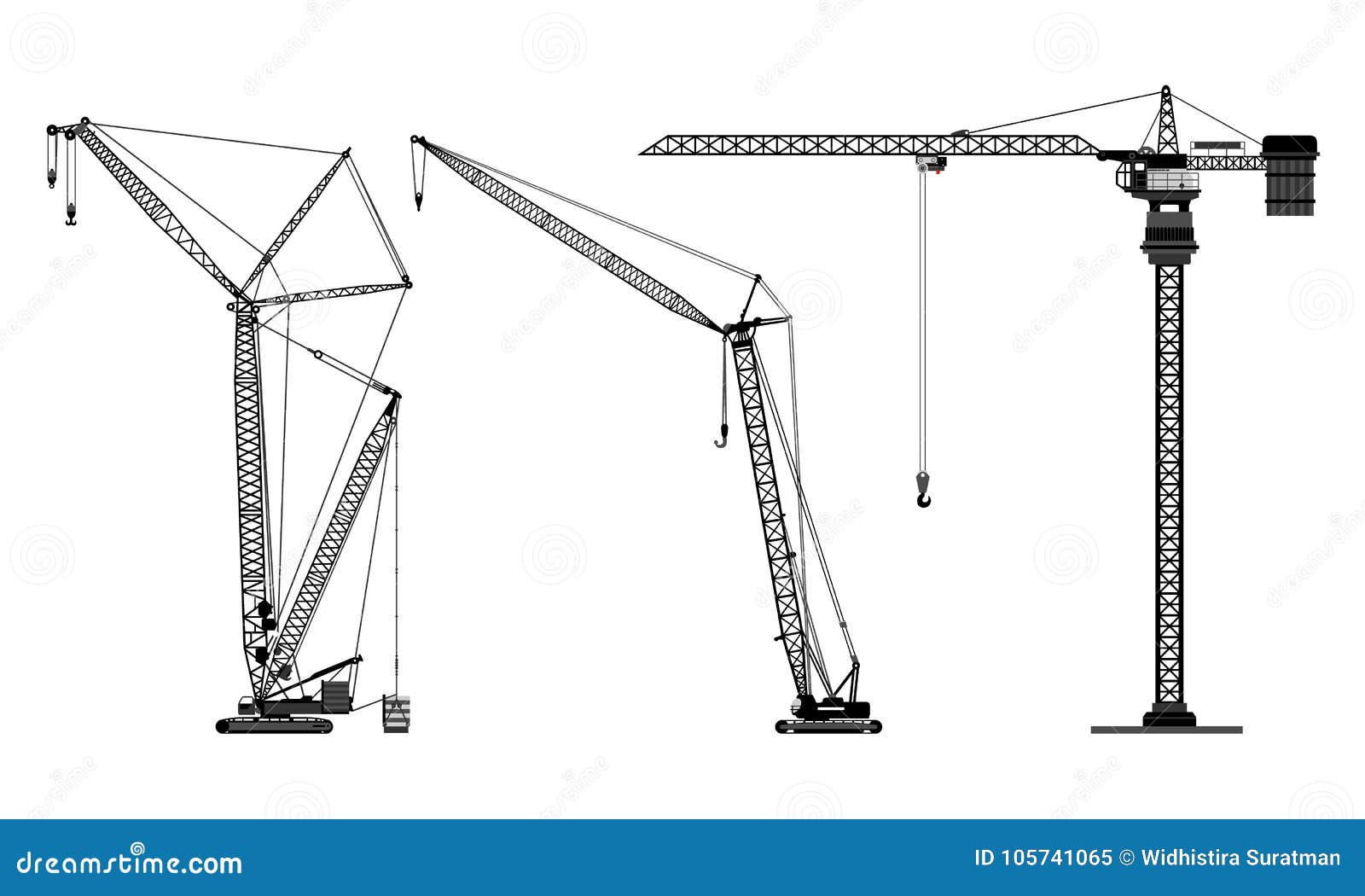 Various types of cranes stock vector. Illustration of vehicles - 105741065