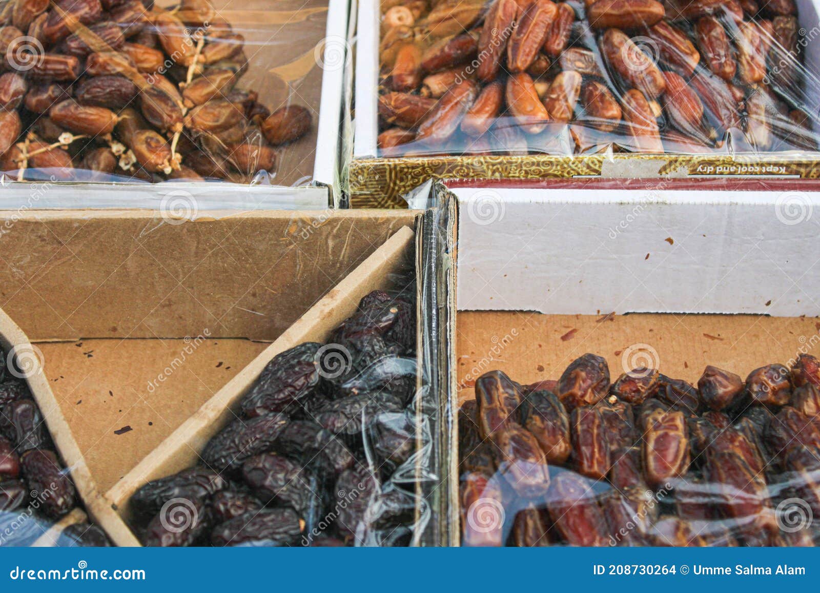 Various Types of Dates Fruit Wrapped in Plastic Stock Photo - Image of ...