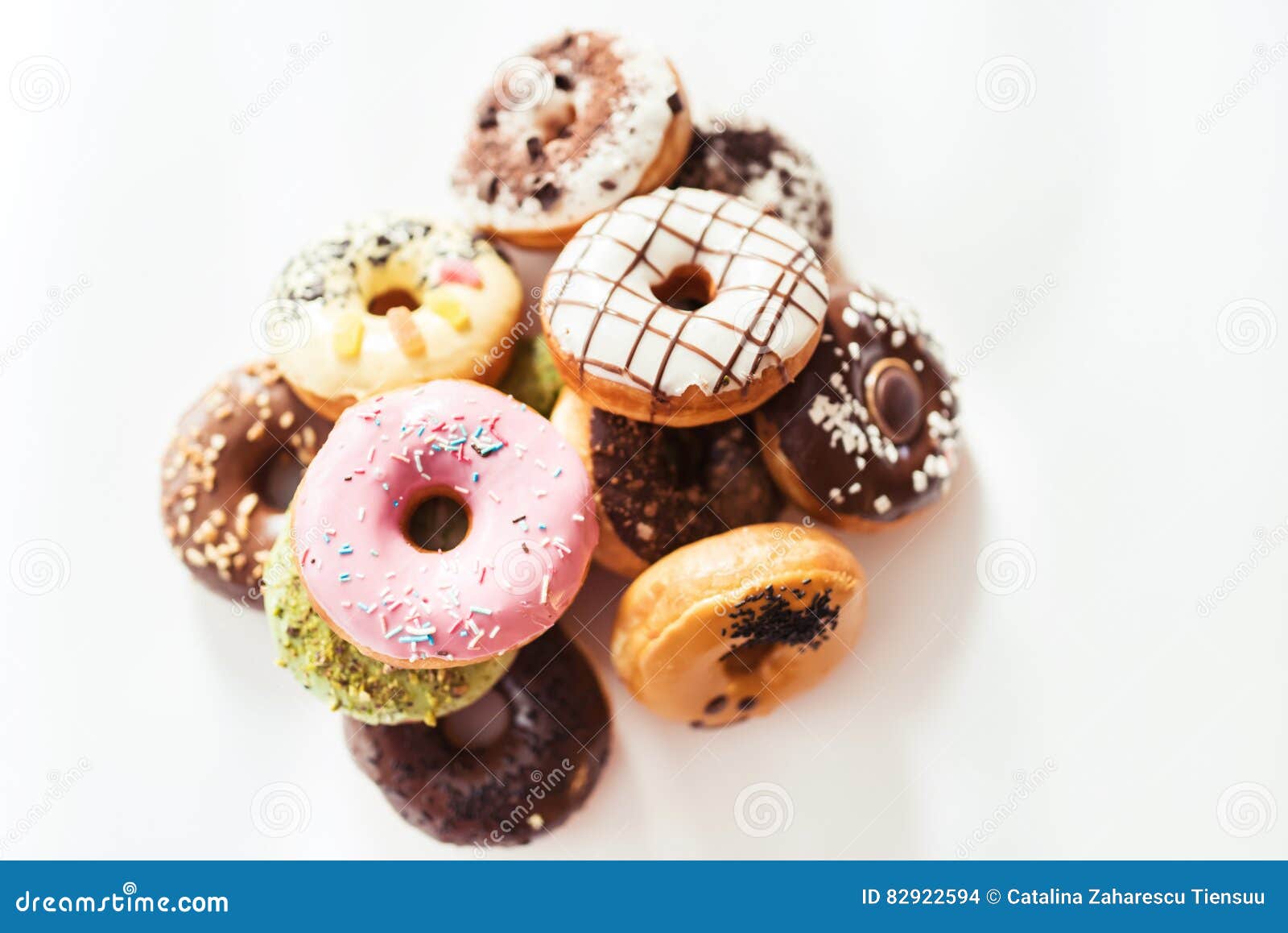 Various types of donuts stock photo. Image of flavors - 82922594
