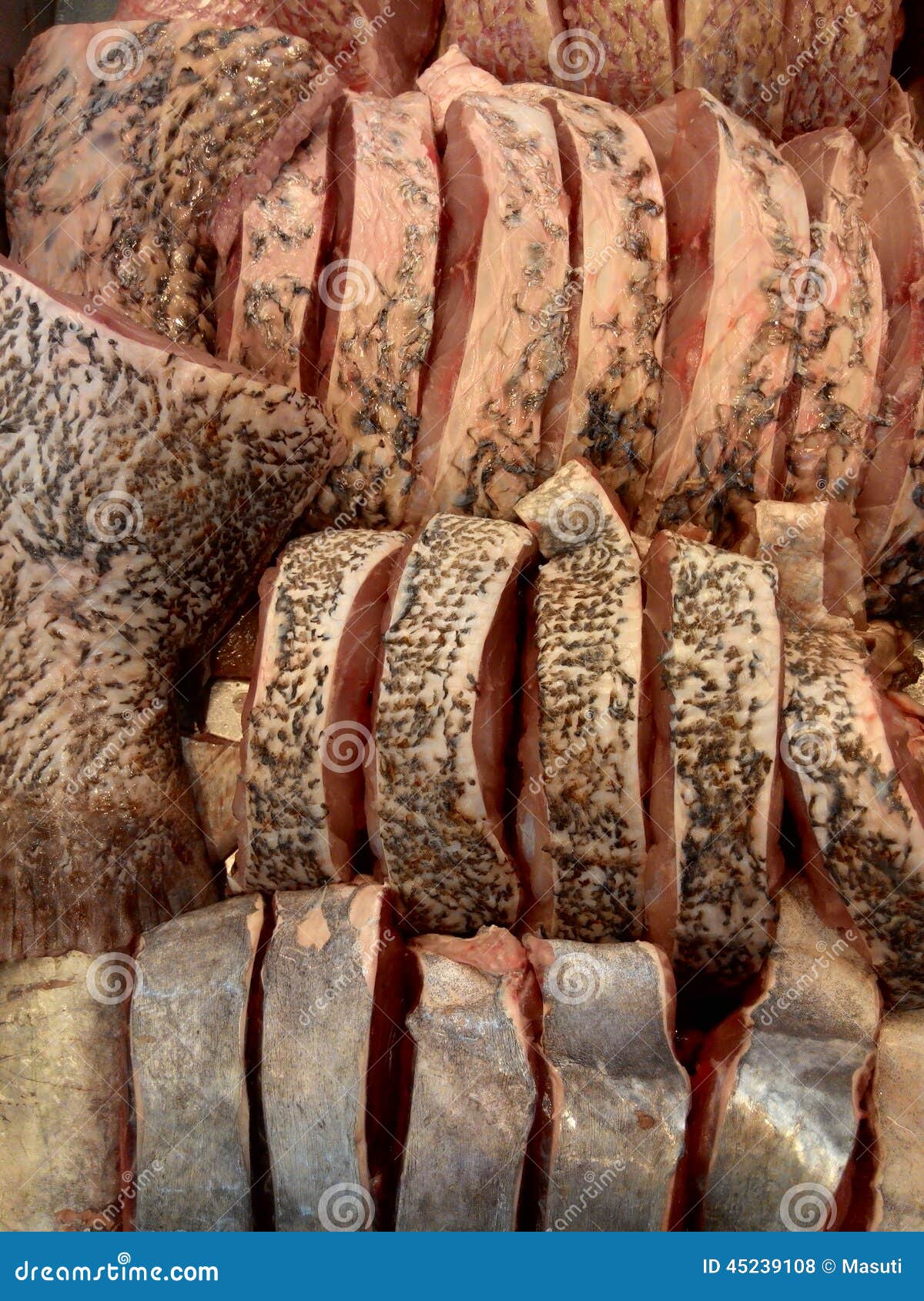 Various types of fish cut stock photo. Image of salmon - 45239108