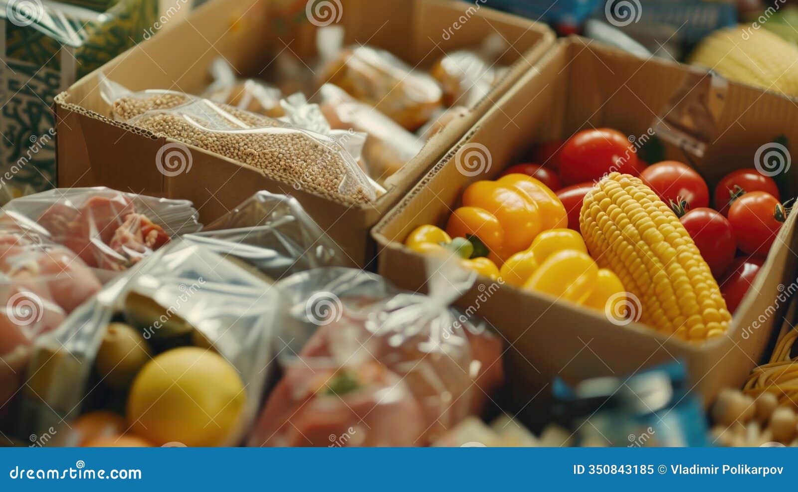 Various Types of Food Items Packed in Boxes. Suitable for Food Delivery ...