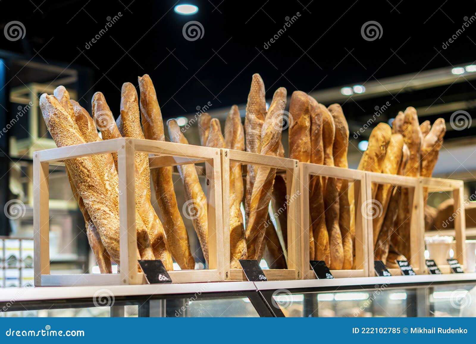 Various Types of Fresh Bread on the Counter in Baker Store F Stock ...