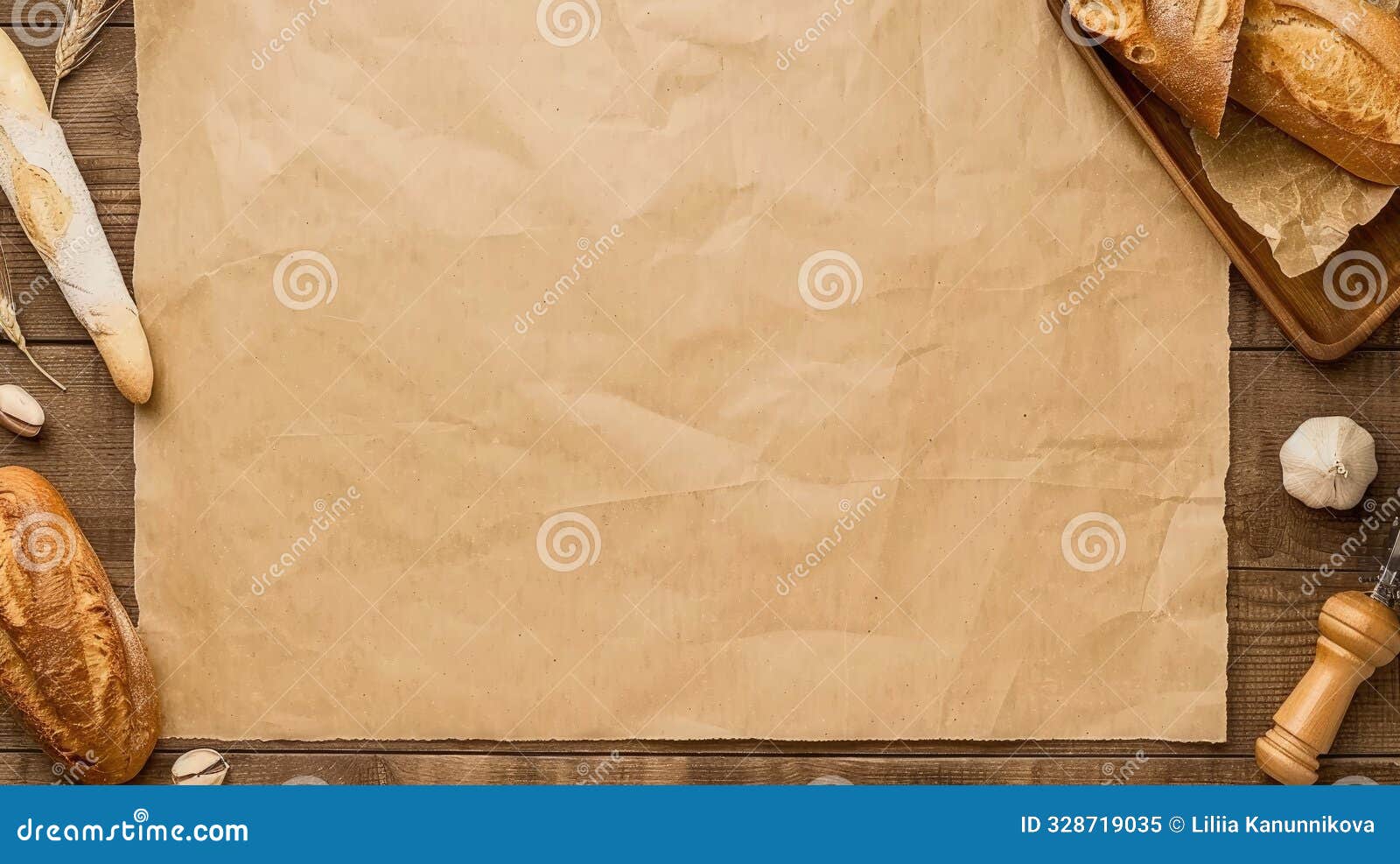 Various Types of Freshly Sliced Bread Surround a Blank Sheet of Paper ...