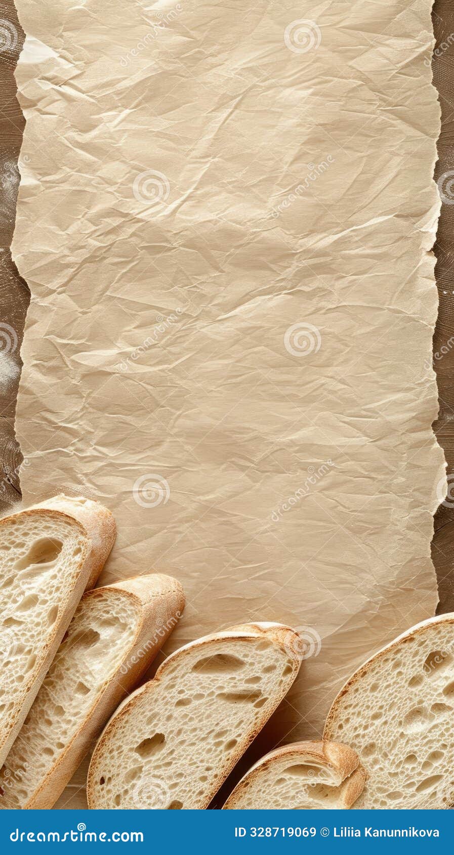 Various Types of Freshly Sliced Bread Surround a Blank Sheet of Paper ...