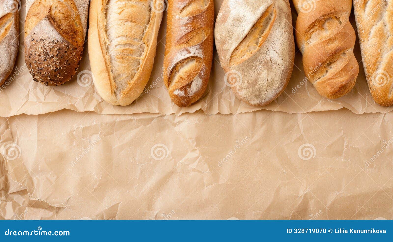 Various Types of Freshly Sliced Bread Surround a Blank Sheet of Paper ...