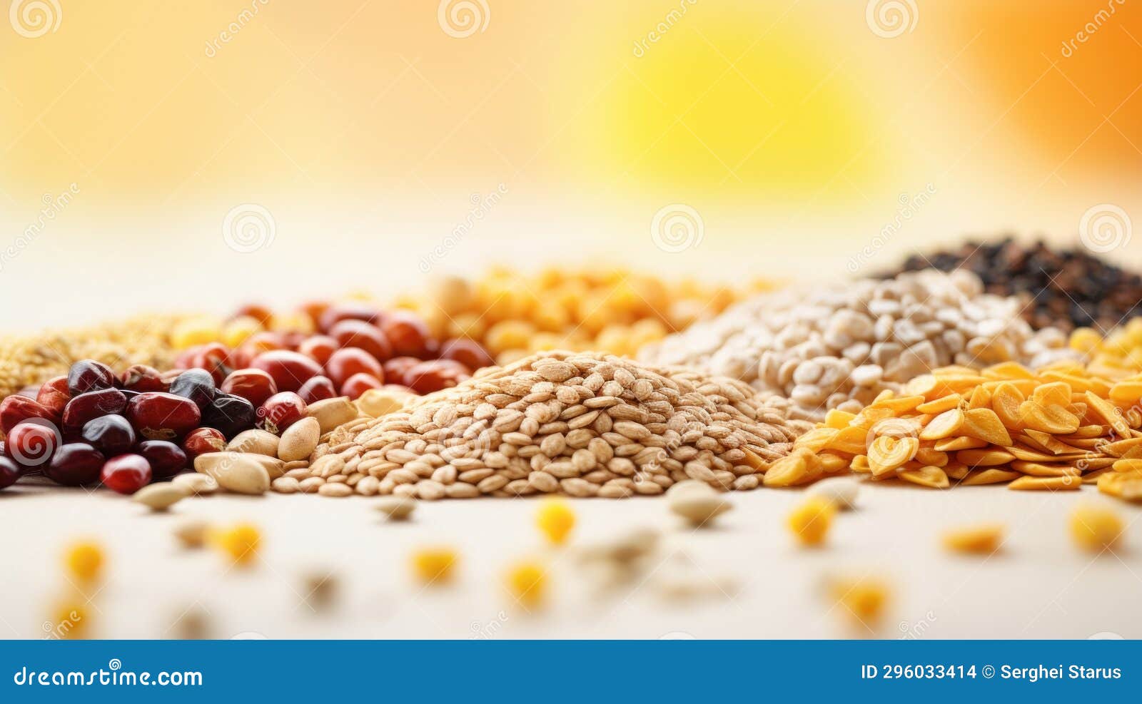 Various Types of Grains and Seeds on a White Background, AI Stock ...