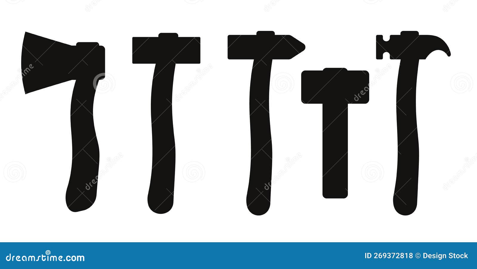 Various Types Hammers Silhouette Vector Stock Vector - Illustration of ...