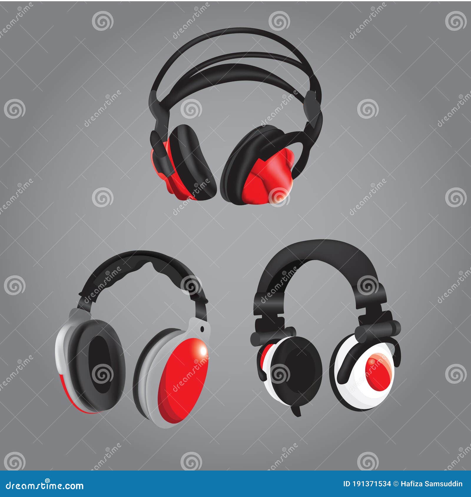 Various Types of Headphones. Vector Illustration Decorative Design ...