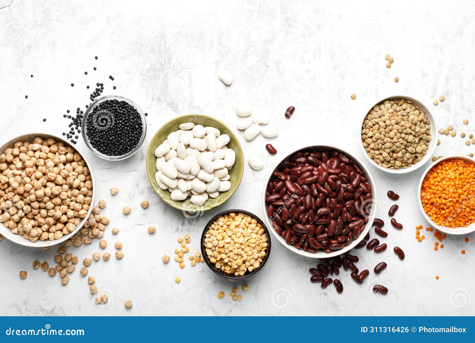 Various Types of Legumes, Beans, Lentils. Chickpeas and Peas Stock ...
