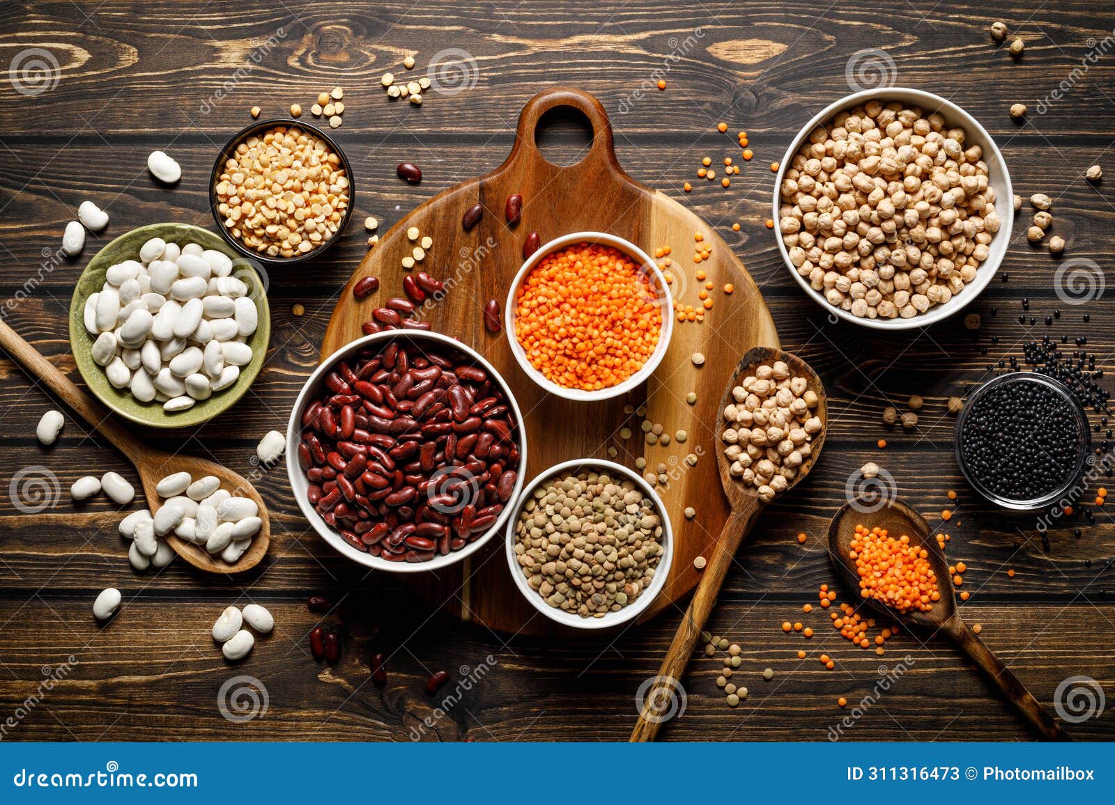 Various Types of Legumes, Beans, Lentils, Chickpeas and Peas Stock ...