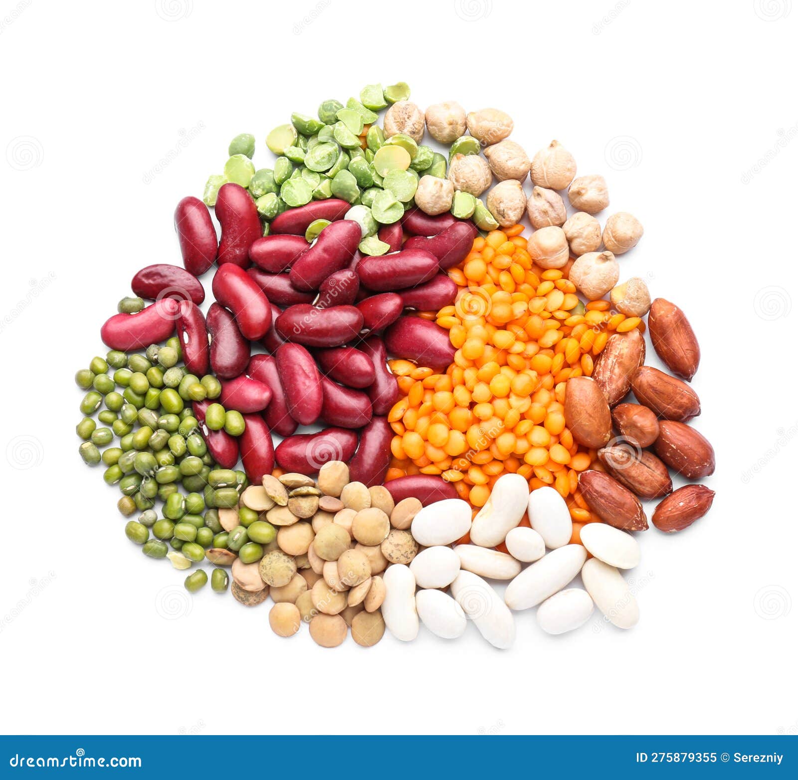 Different Legumes on White Background Stock Image - Image of calories ...