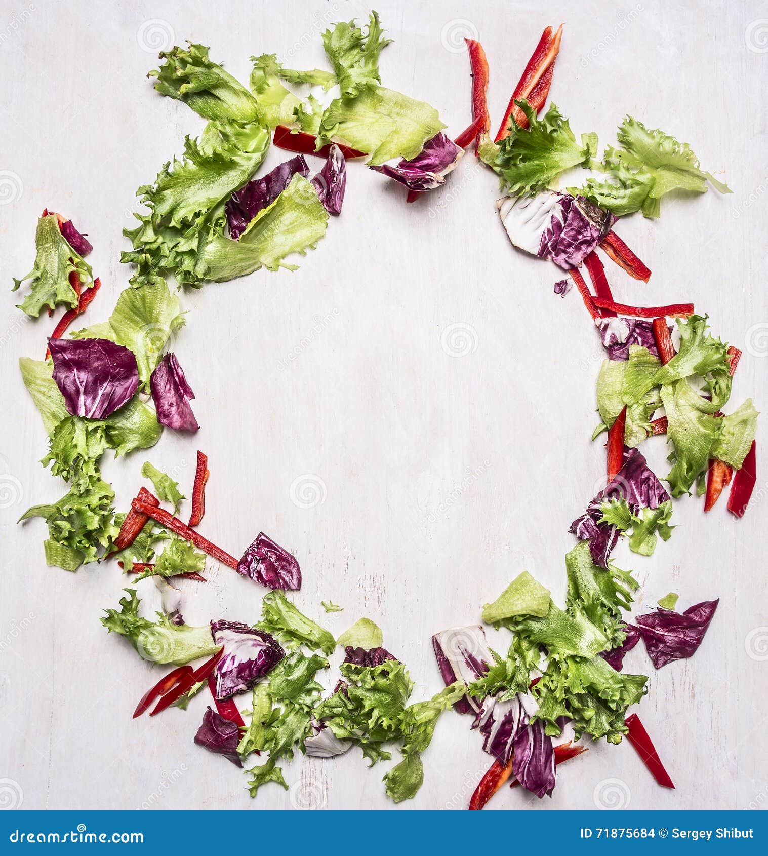 Various Types of Lettuce Lined Circular Frame, Space Text, Top View ...