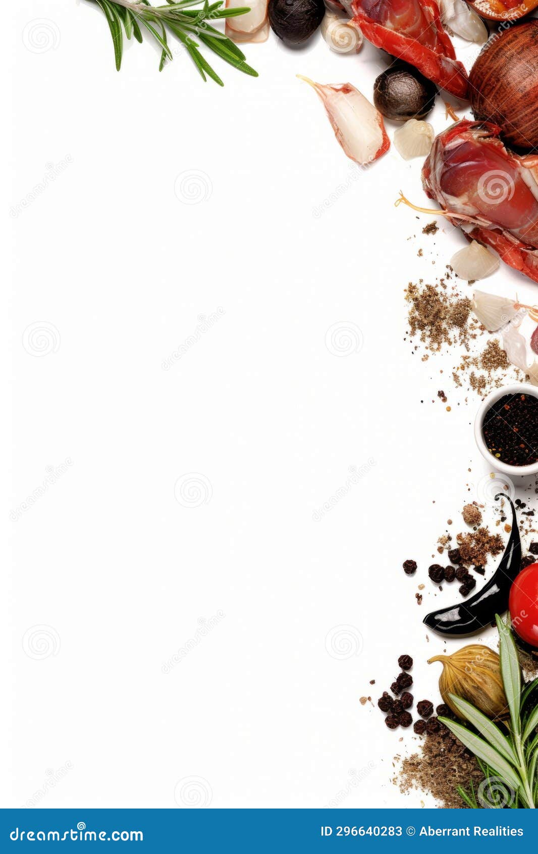 Meat Border In Horizontal Line Isolated On White. Different Types Of ...