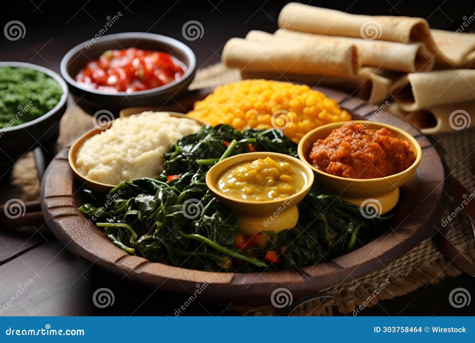 Various Types of Mexican Food Including Tortillas, Corn and Salsa Stock ...