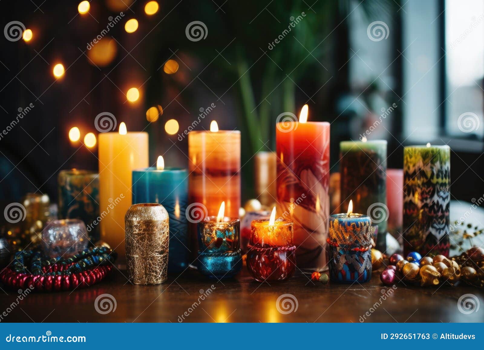 Various Types of New Years Candles on a Table Stock Image - Image of ...