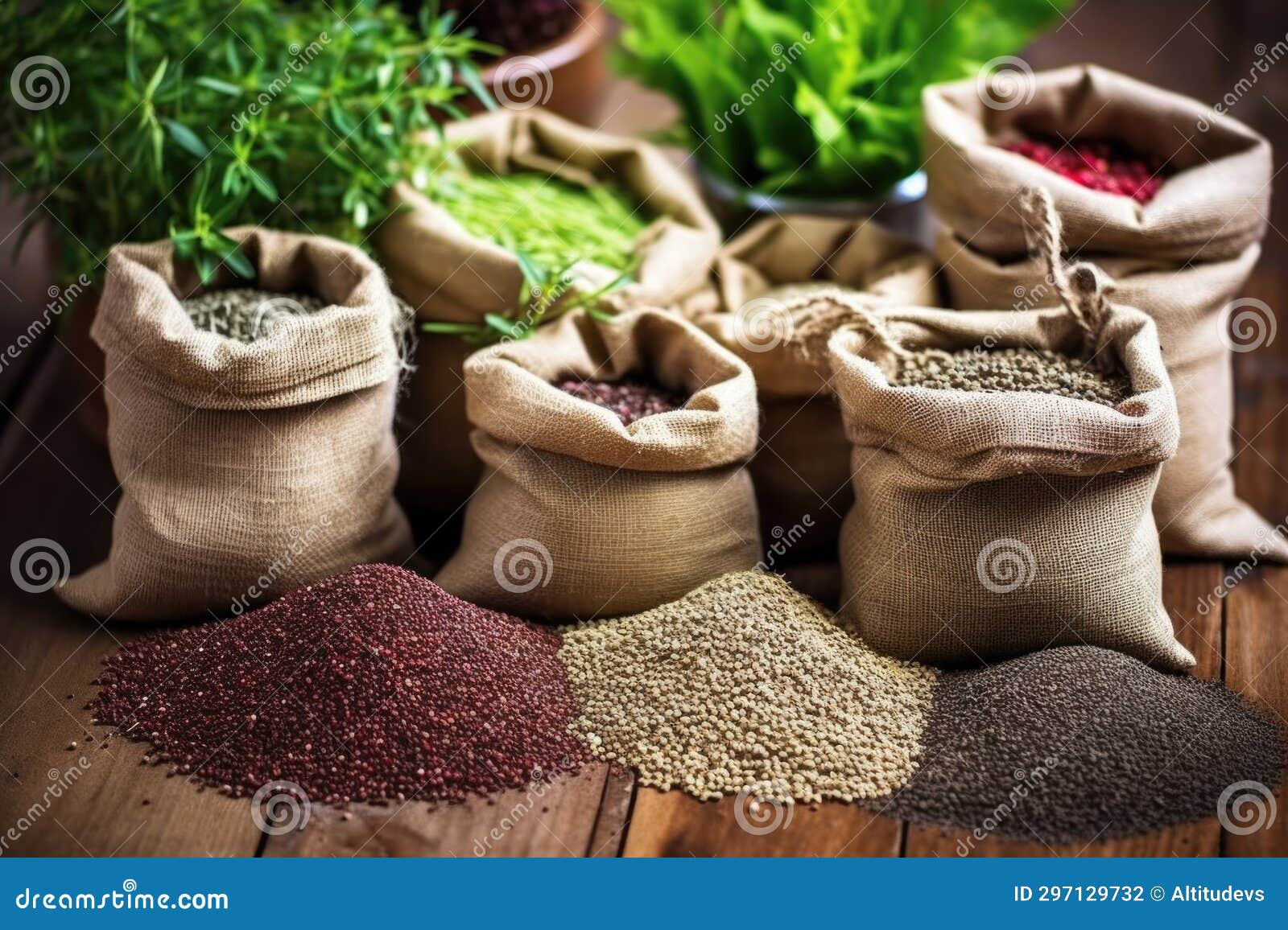 Various Types of Organic Fertilizers in Rustic Hessian Sacks Stock ...