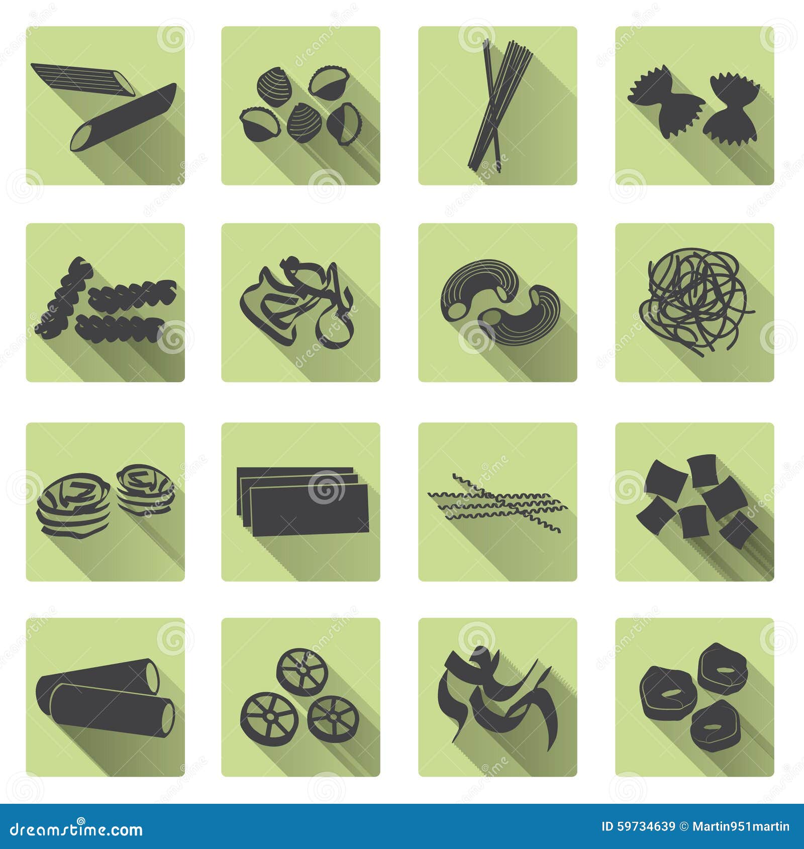 Icons Set Various Pasta Shapes Stock Illustrations – 39 Icons Set ...
