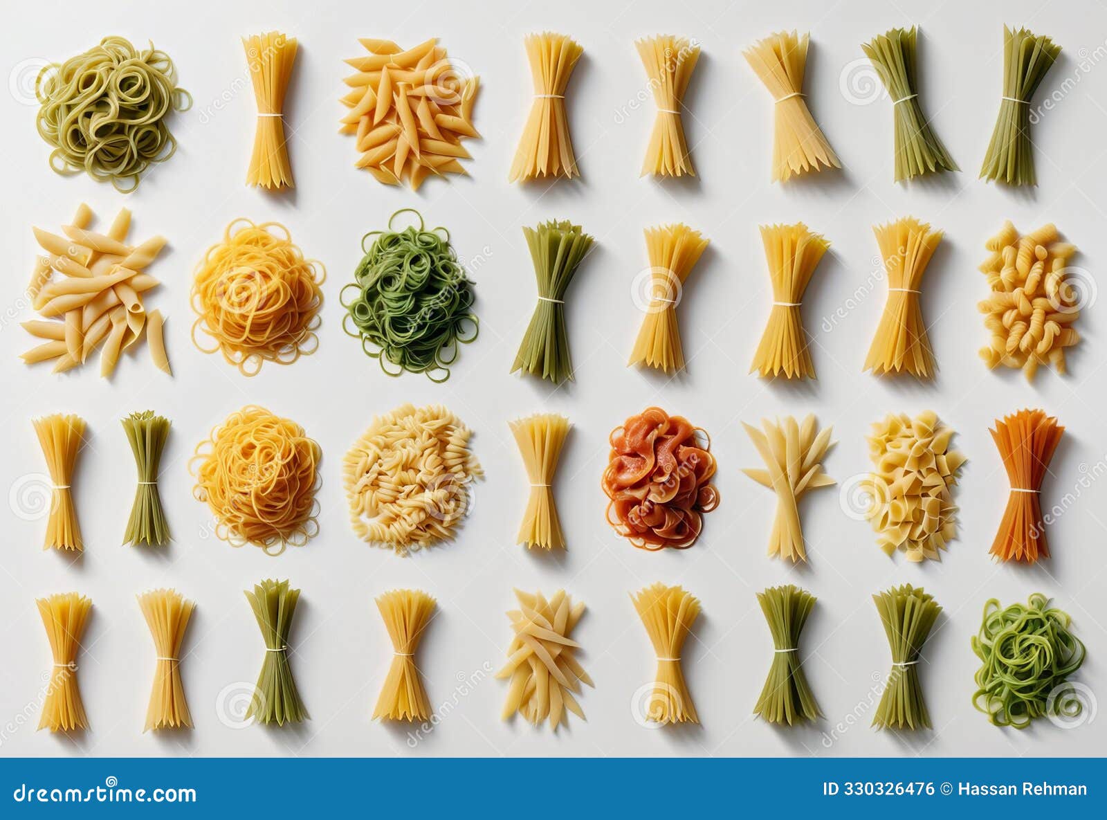 Various Types of Pasta Including Spaghetti, Macaroni Stock Illustration ...