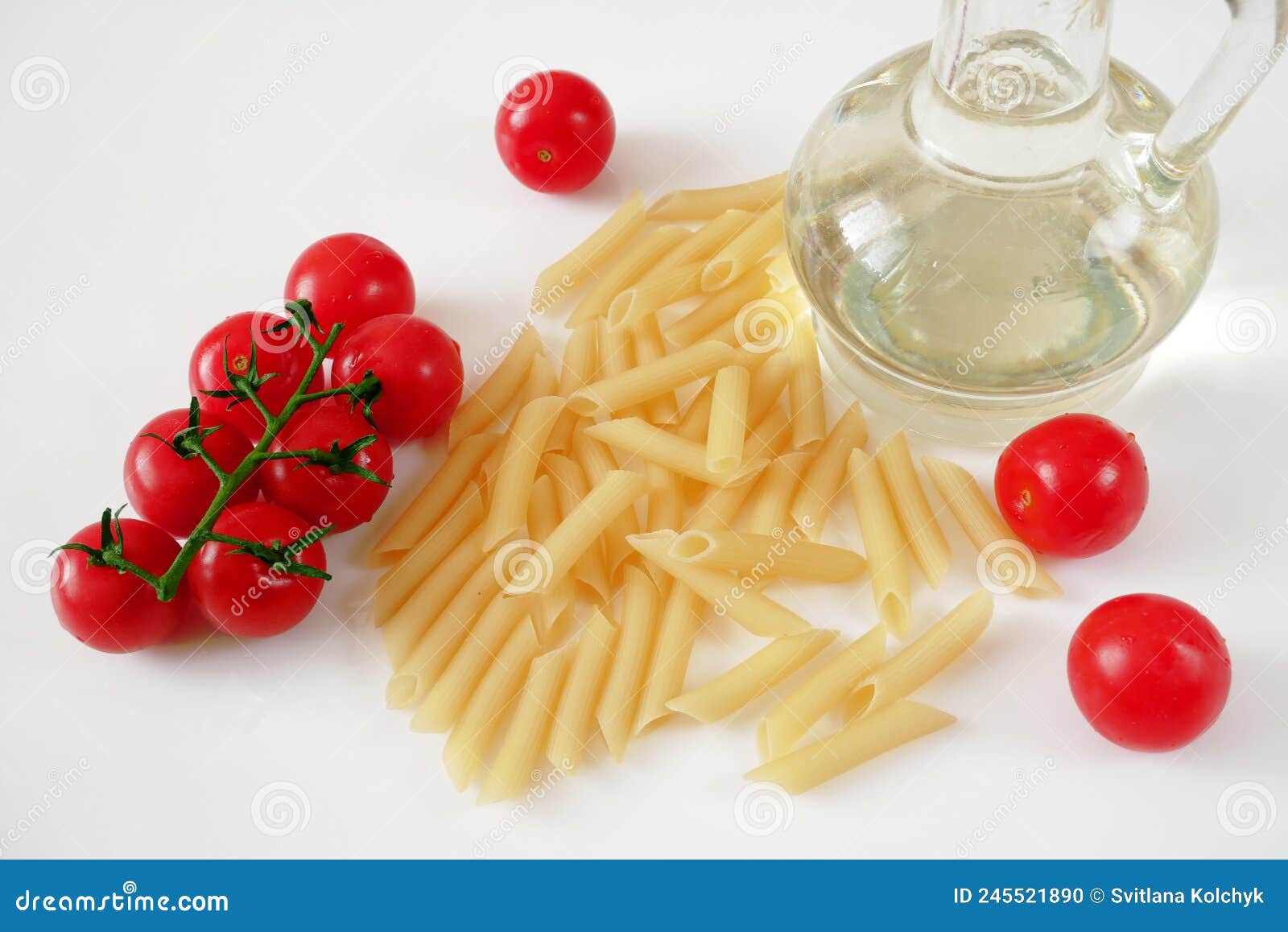 Various Types of Pasta, Raw Pasta Set and Tomato on White Background ...
