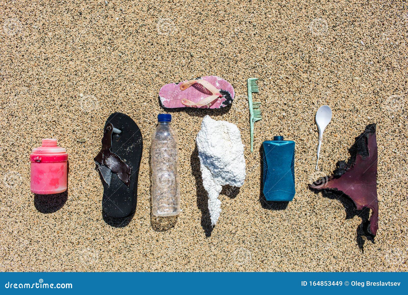 Various Types of Plastic Waste Collected on Beach Stock Image - Image ...