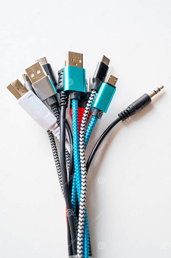 USB and Smartphone Cables and Connectors of Various Types and Colours ...
