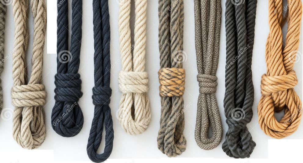 Various Types of Ropes with Knots on Transparent Background, Strength ...