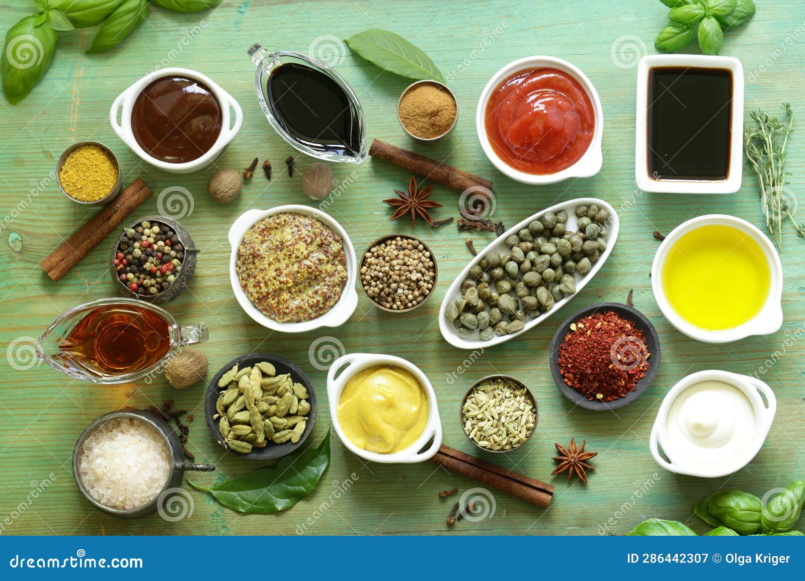 Various types of sauces stock image. Image of bowl, flavor - 286442307