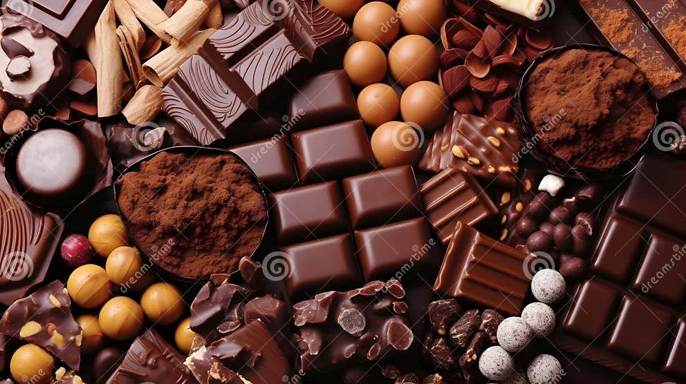 Various Types and Shapes of Chocolate Wallpaper Background. AI ...