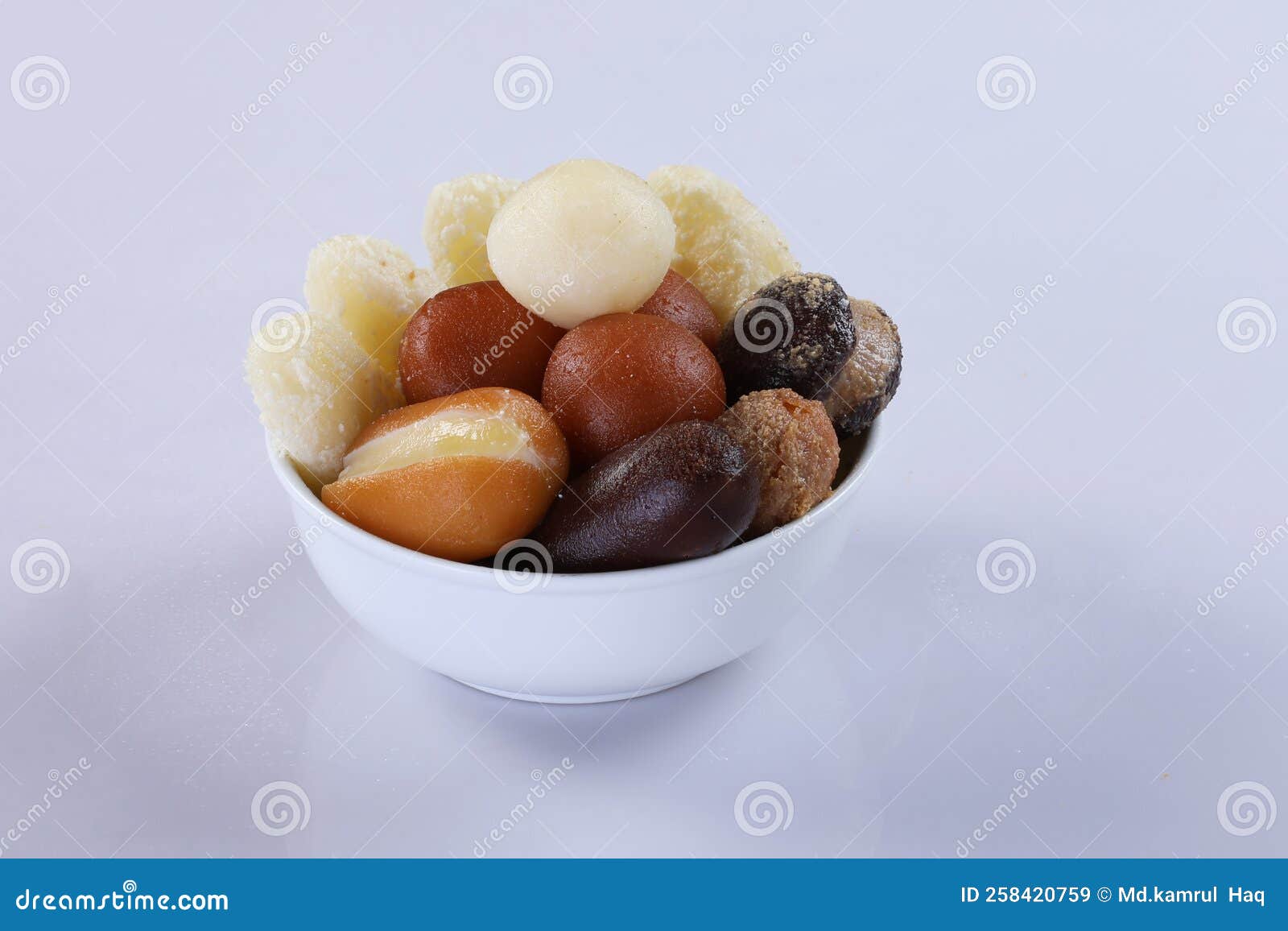Various Types of Sweets in a Bowl Isolated on White Stock Image - Image ...