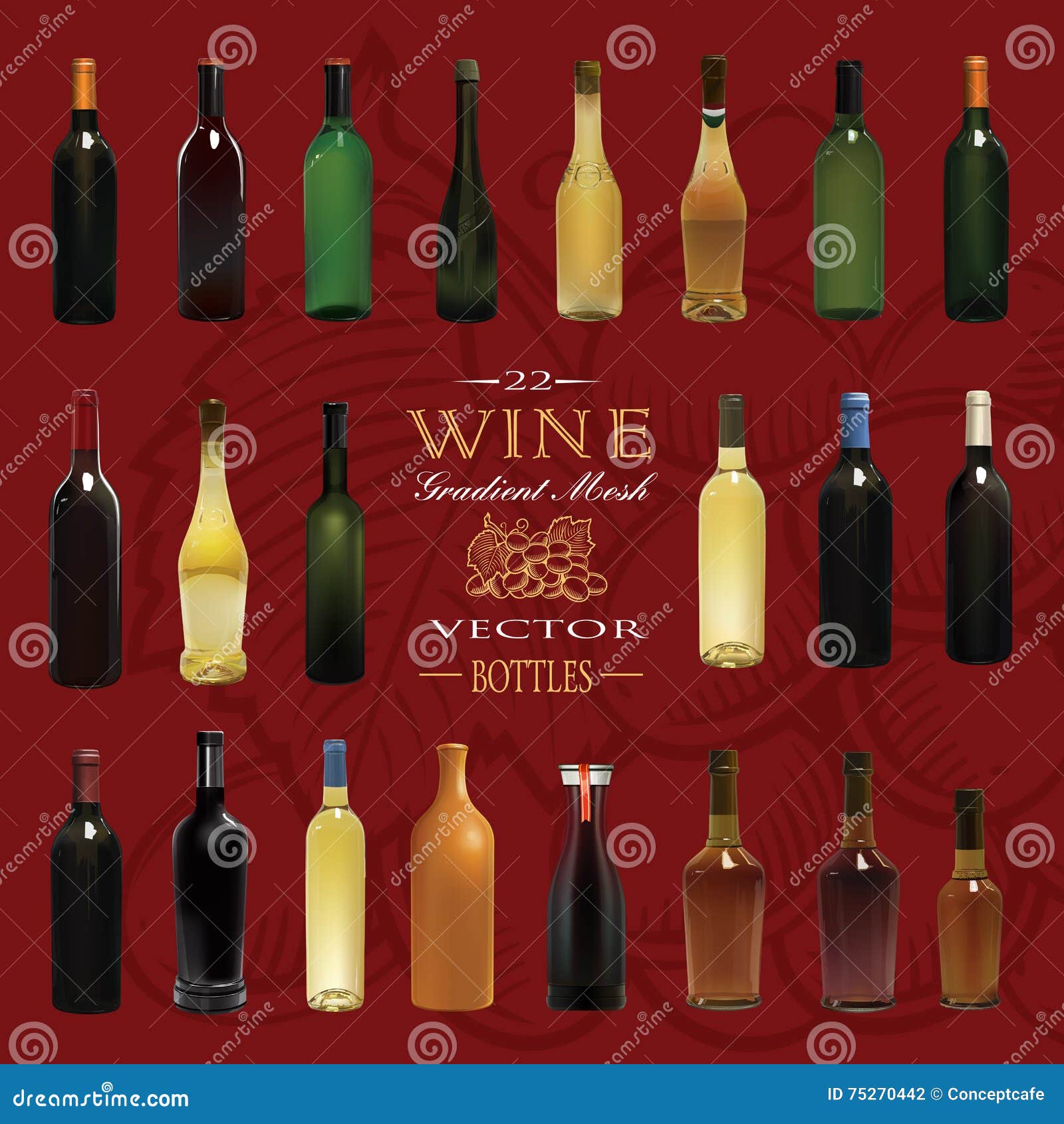 Various Types of Wine Bottles. Vector Illustration Stock Vector ...