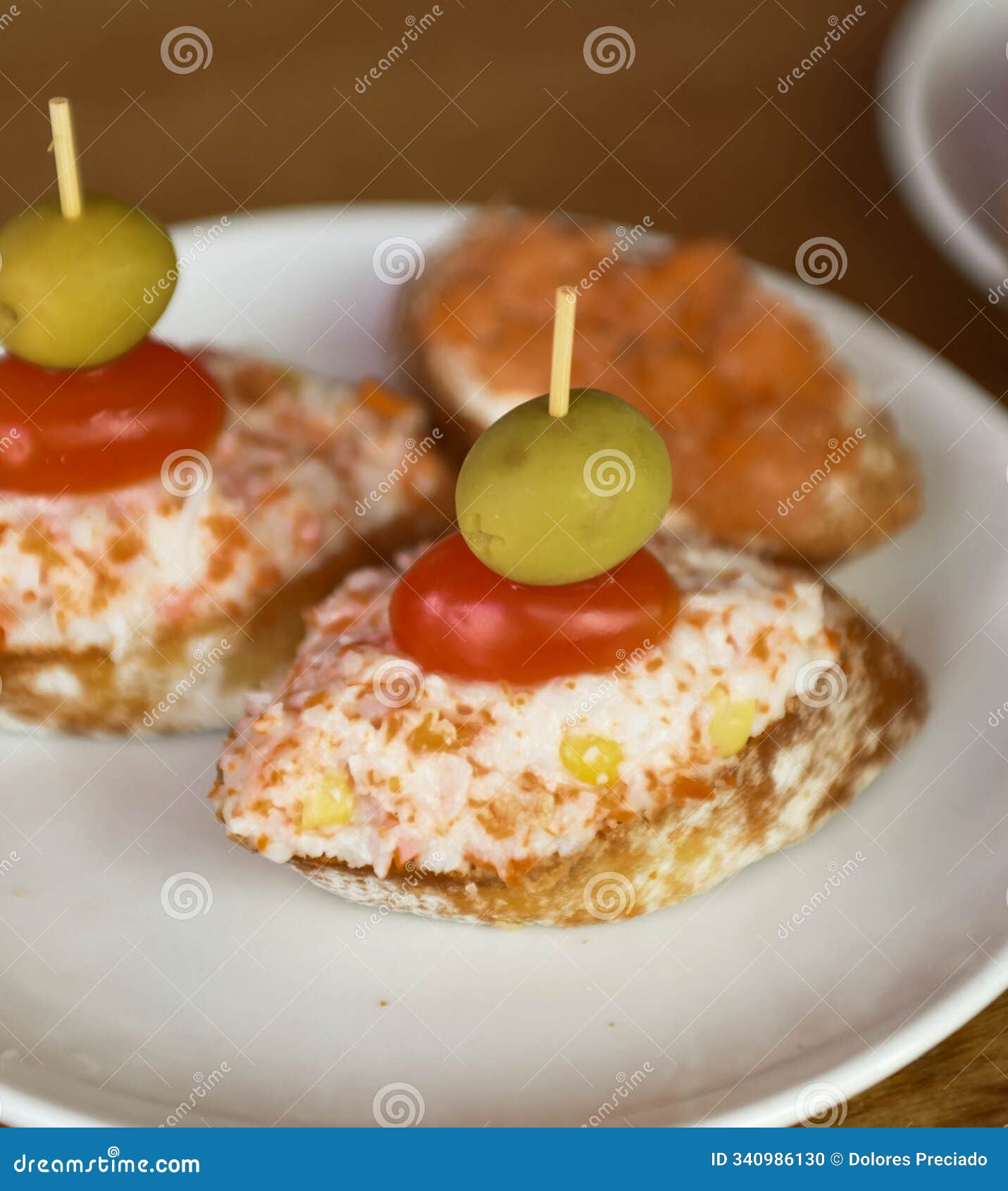 Various Typical Spanish Canapes, with Ham, Crab and Tuna Stock Photo ...