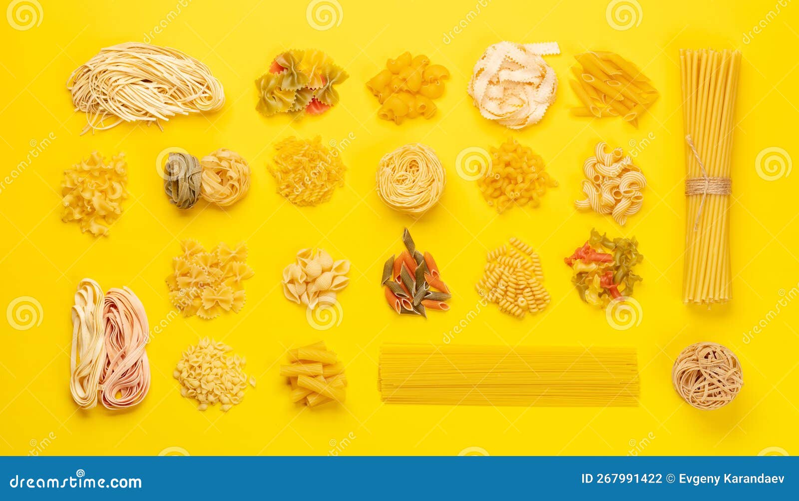 Various uncooked pasta stock photo. Image of group, penne - 267991422