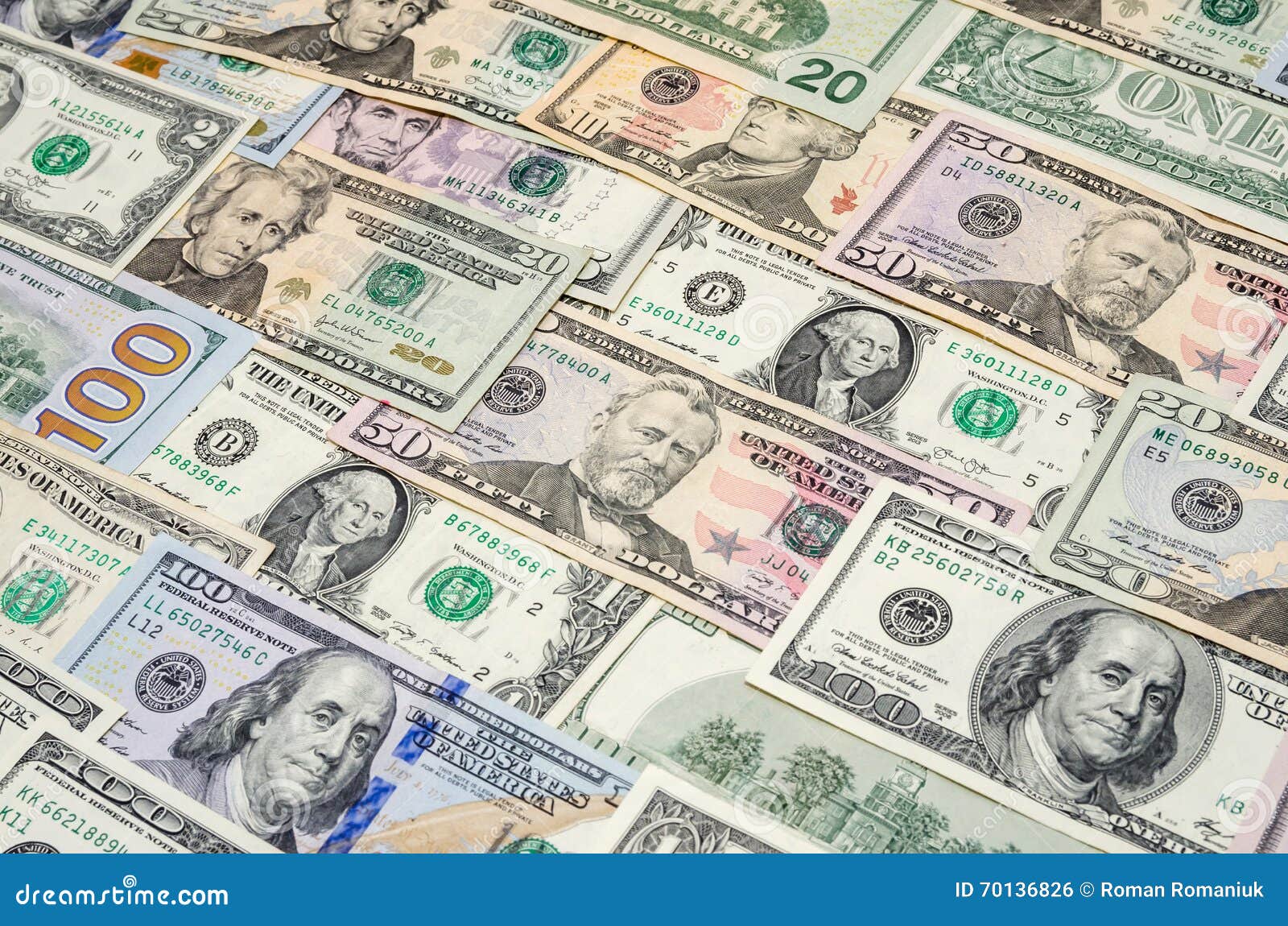 Various US dollar banknote stock photo. Image of states - 70136826