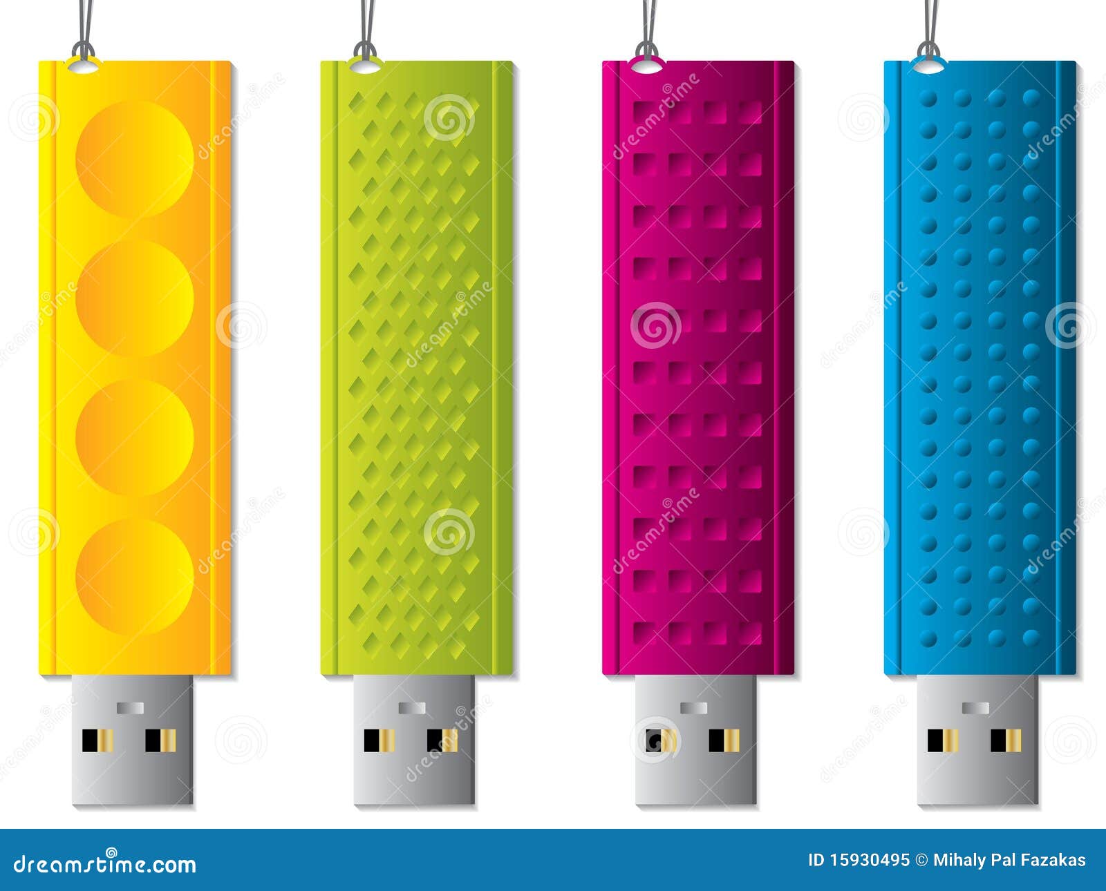 Various usb sticks hanging stock vector. Illustration of green - 15930495