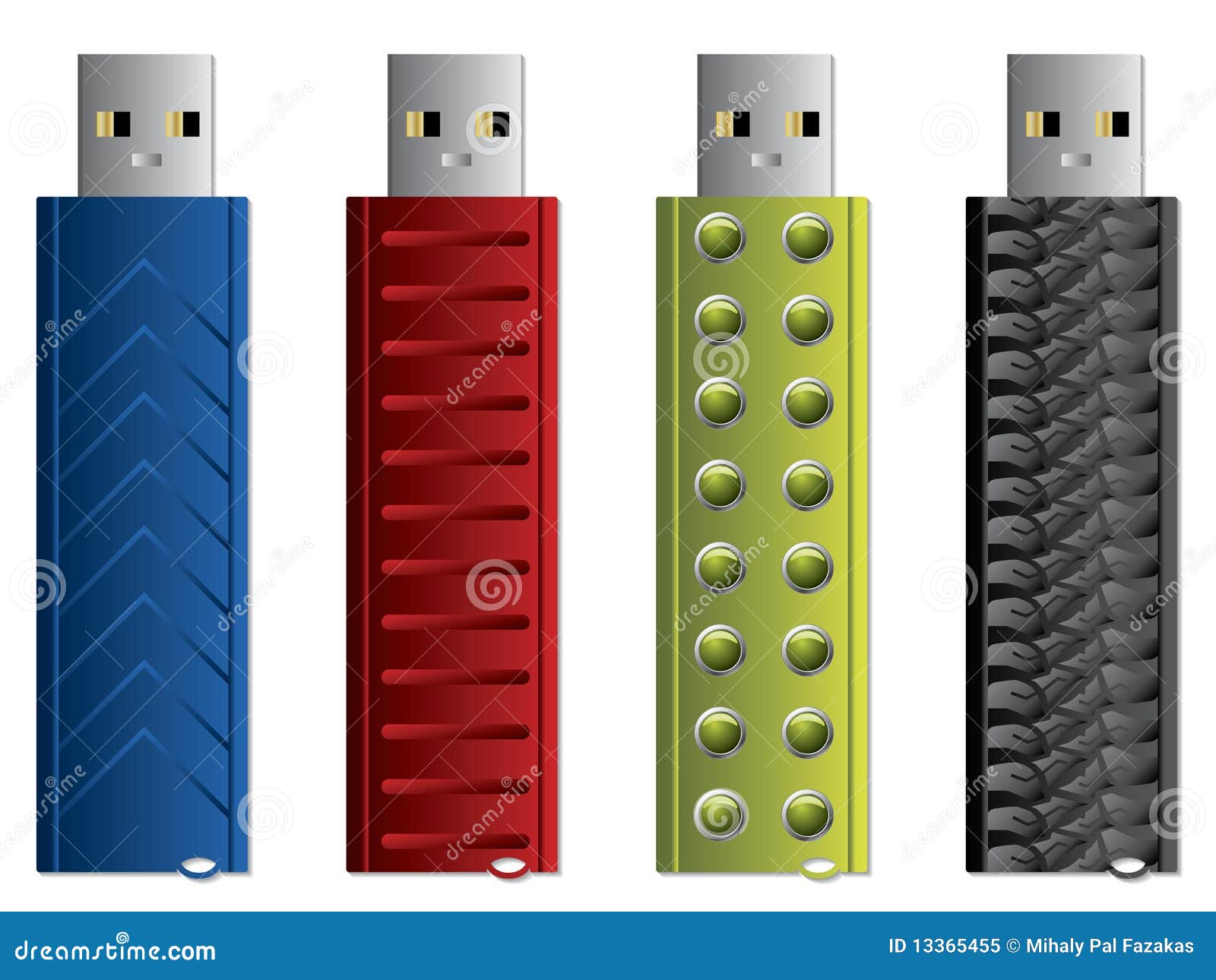 Various USB sticks set 4 stock vector. Illustration of computer - 13365455