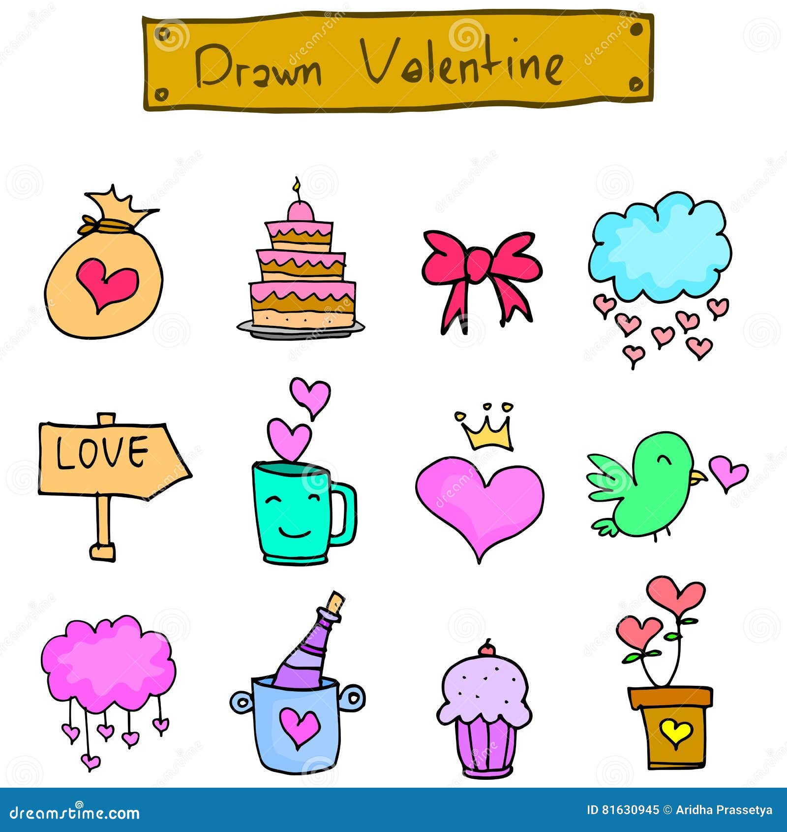 Various Valentine Element Vector Art Stock Vector - Illustration of ...