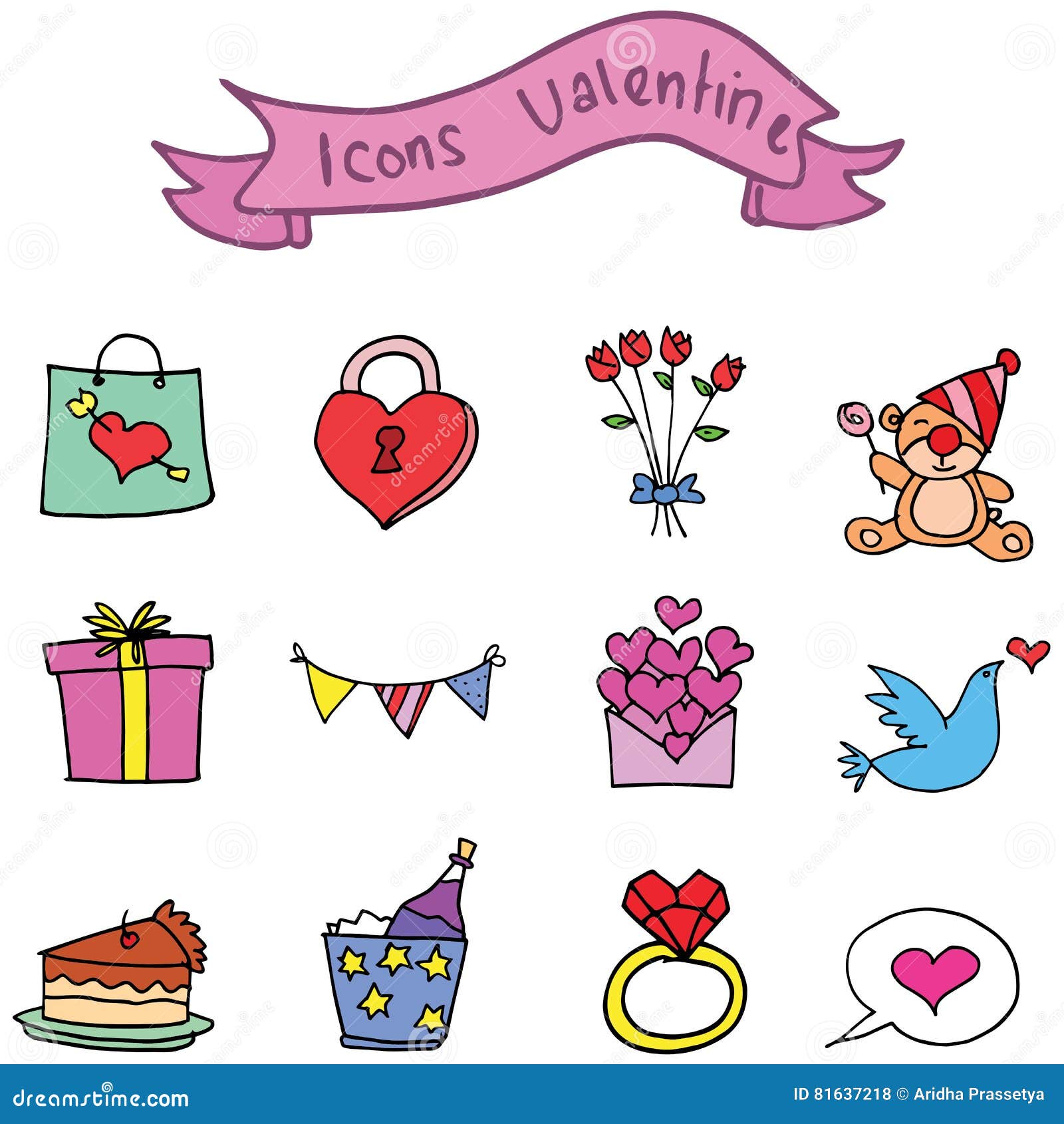 Various Valentine Set Element Collection Stock Vector - Illustration of ...