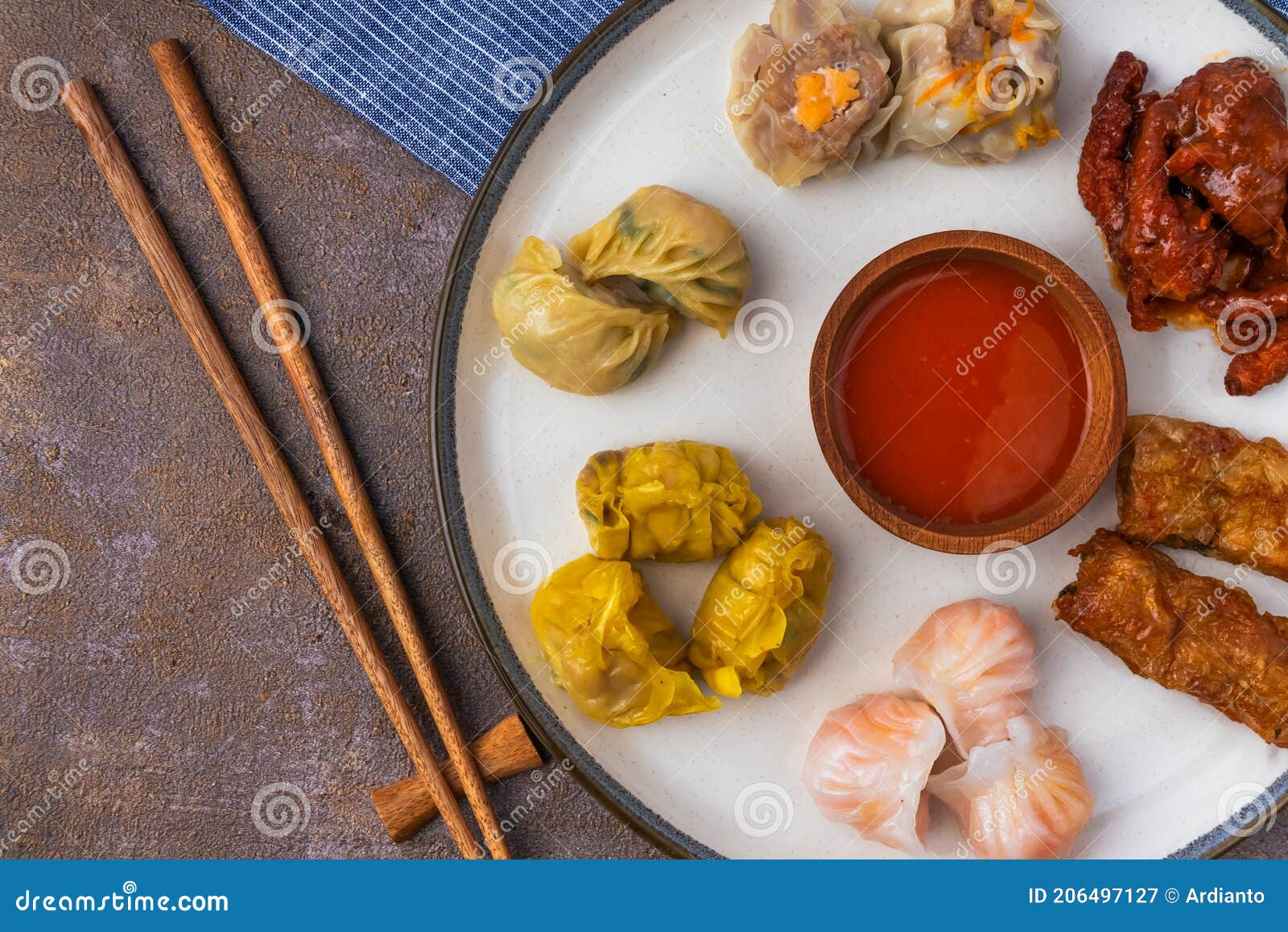 Various Variants of Dim Sum in Ceramic Plates Stock Image - Image of ...
