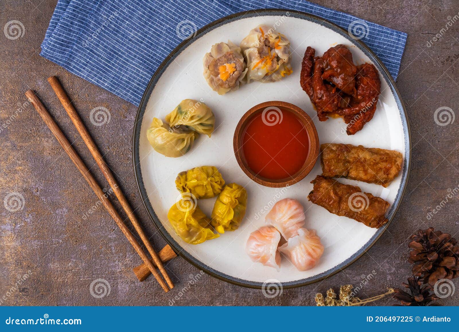 Various Variants of Dim Sum in Ceramic Plates Stock Image - Image of ...