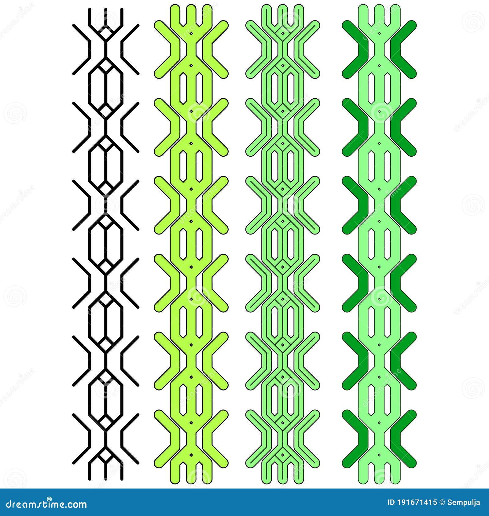 Geometric Shapes Made Up of Pigtails Stock Illustration - Illustration ...