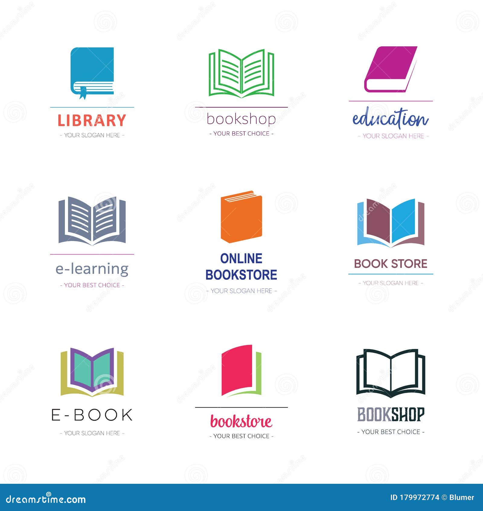 Various Vector Book Symbol Logo Design Templates Stock Vector ...